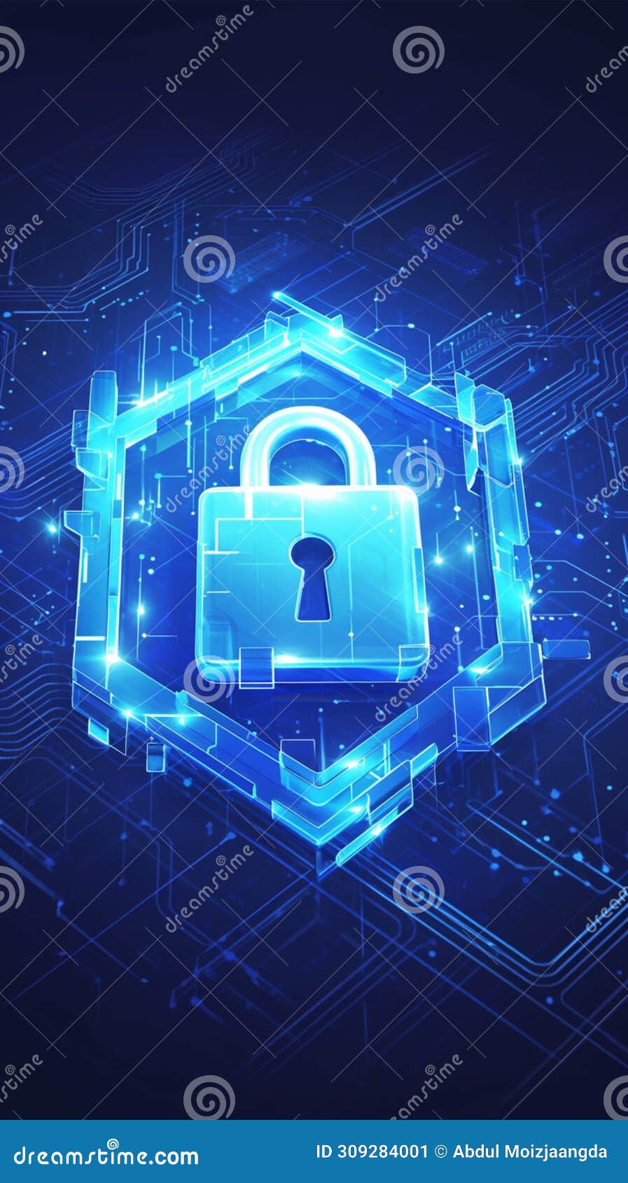 Secure Technology Padlock on Circuit Board Background Represents Cyber ...