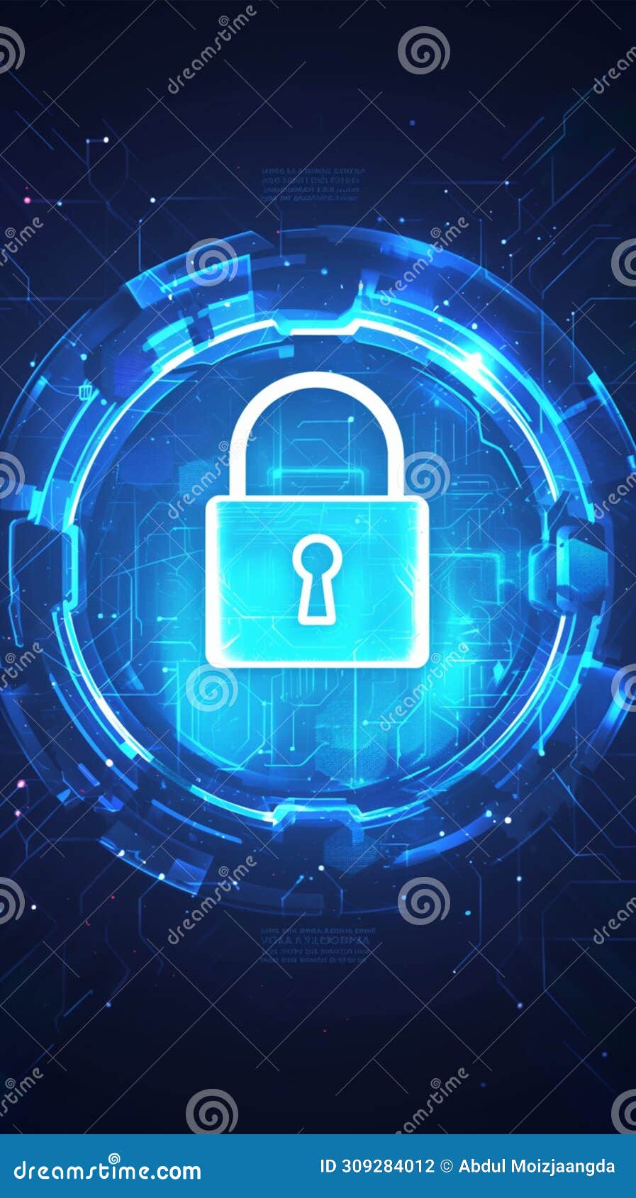 Secure Technology Padlock on Circuit Board Background Represents Cyber ...
