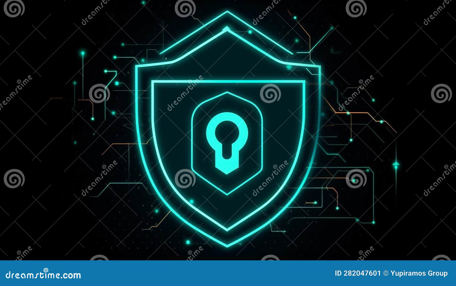 Secure Technology Padlock Encryption Symbol Glows on Abstract ...