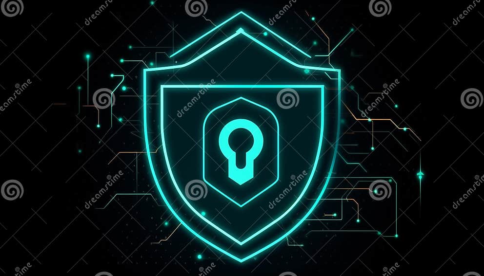 Secure Technology Padlock Encryption Symbol Glows on Abstract ...