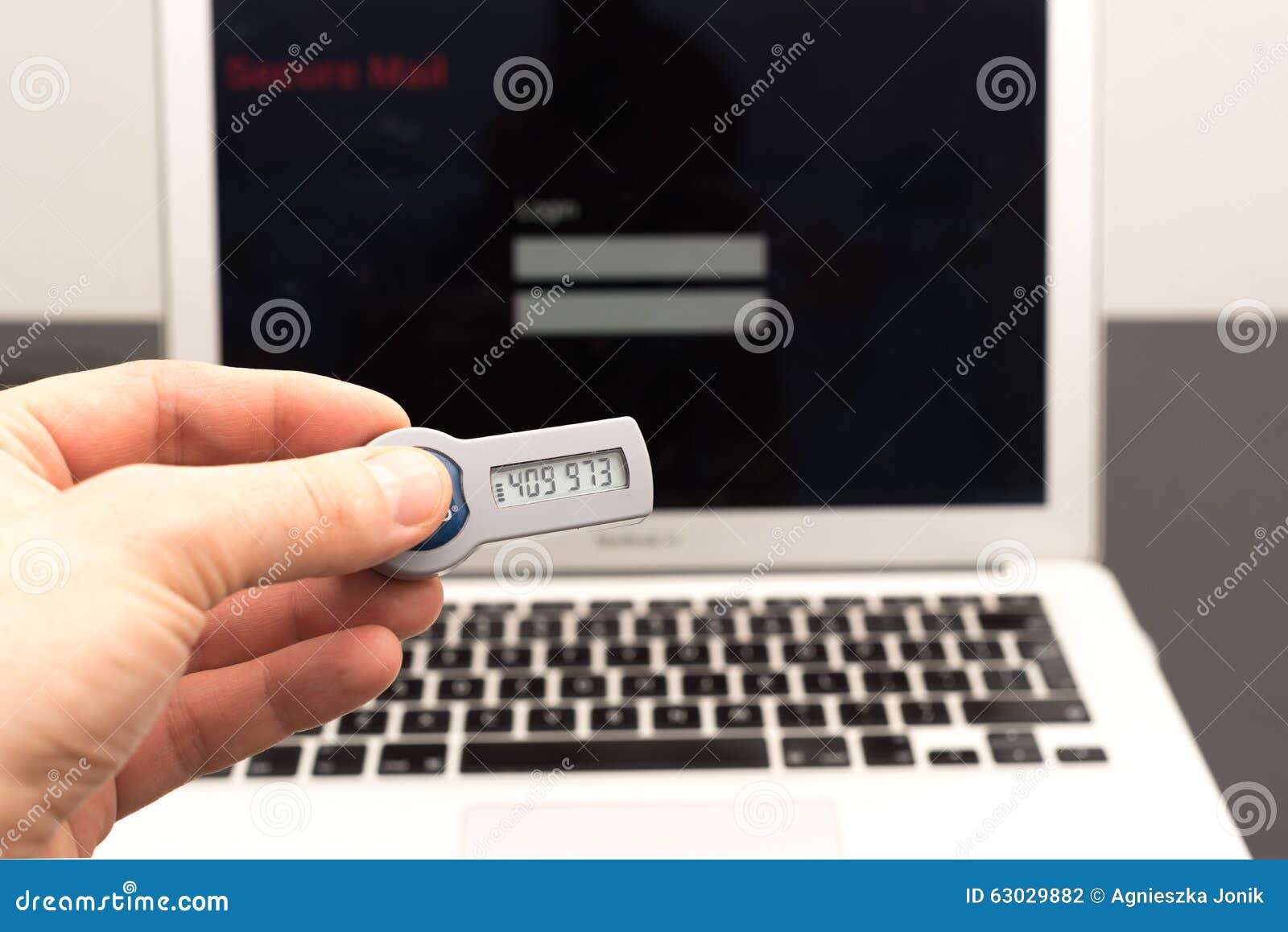 Secure Token in Front of a Laptop Stock Photo - Image of internet, data ...