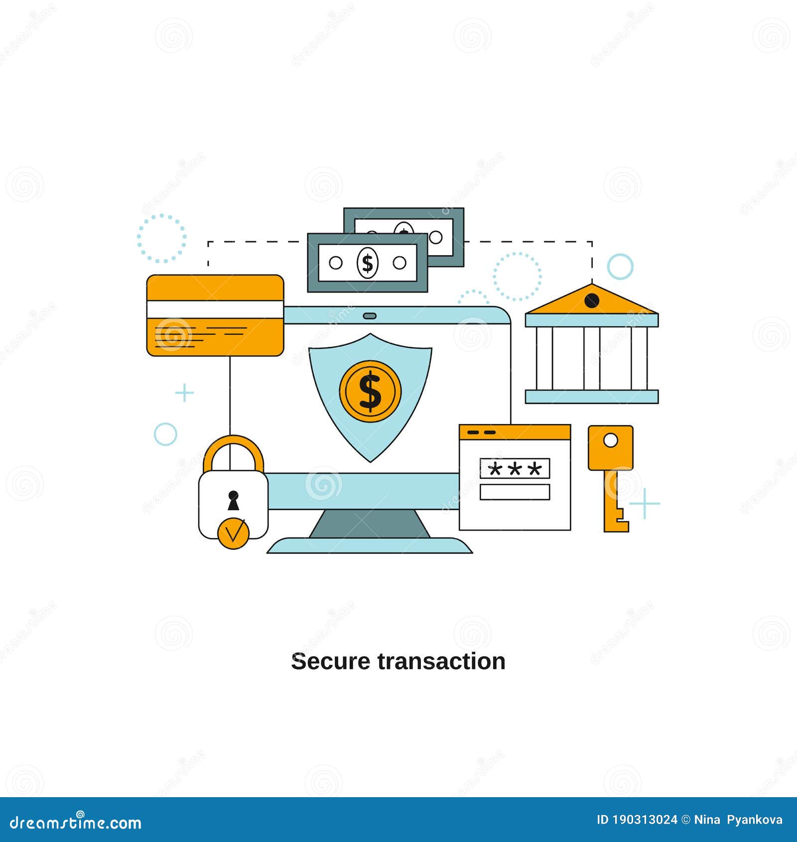 Secure transaction concept stock vector. Illustration of protect ...