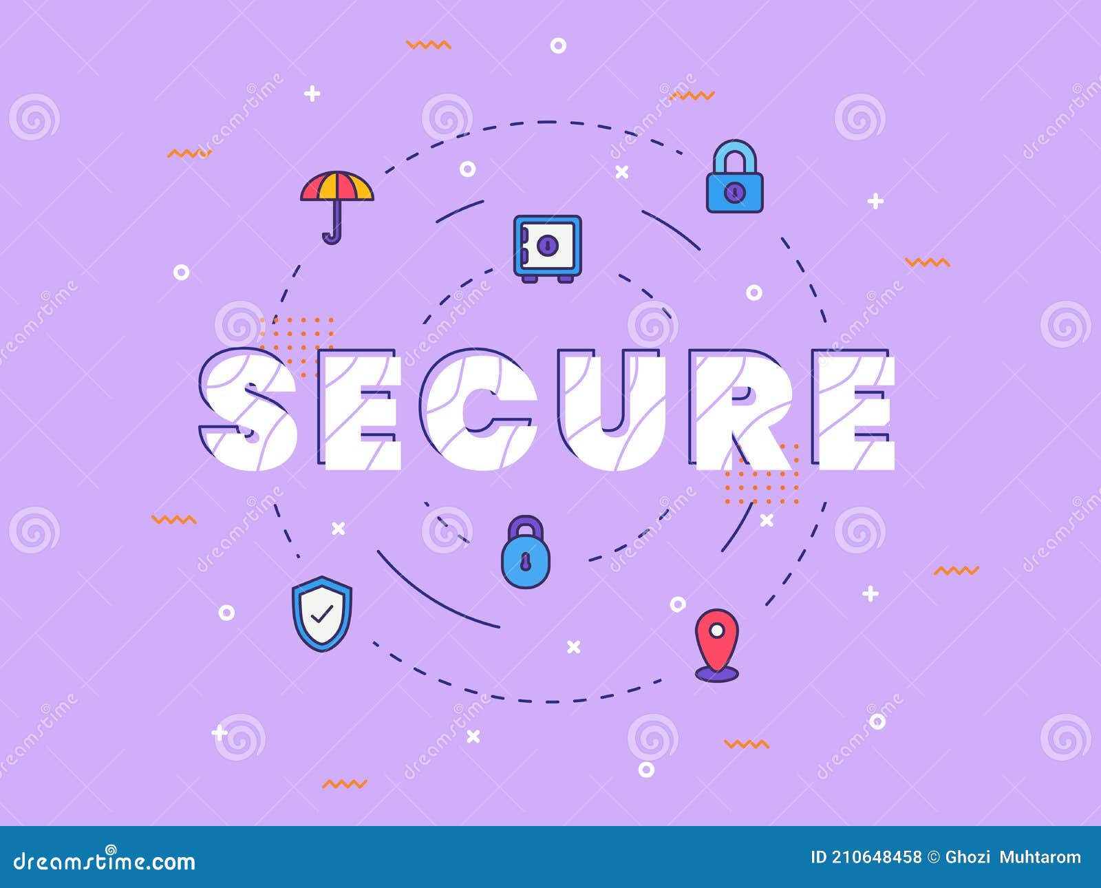 Secure Typography Calligraphy Word Art with Filled Color Style Stock ...