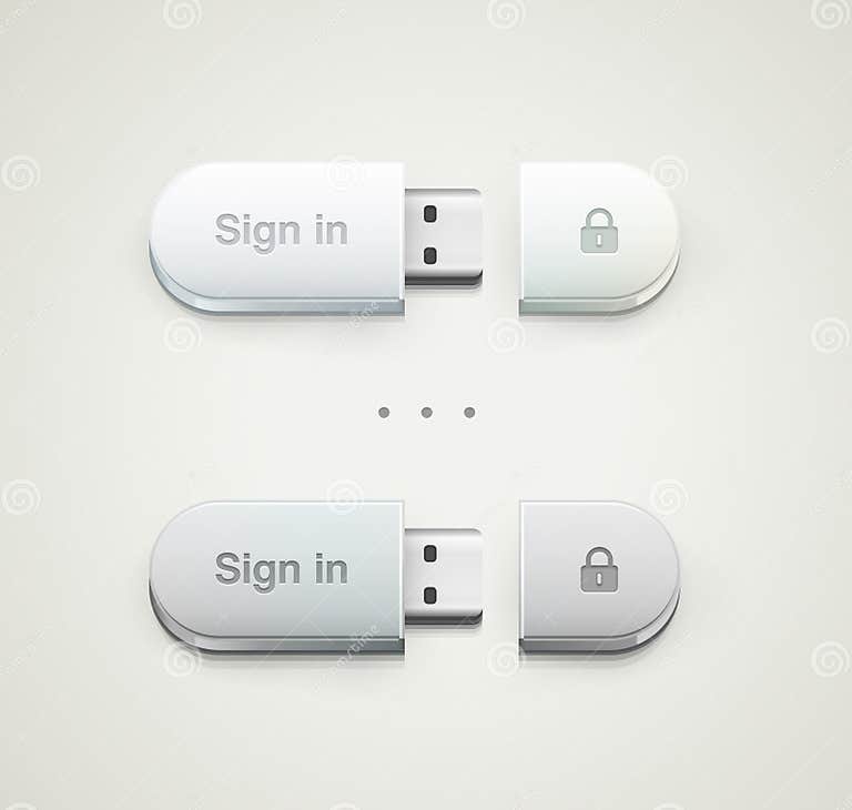 Secure Usb Key Device with Login Stock Vector - Illustration of stick ...