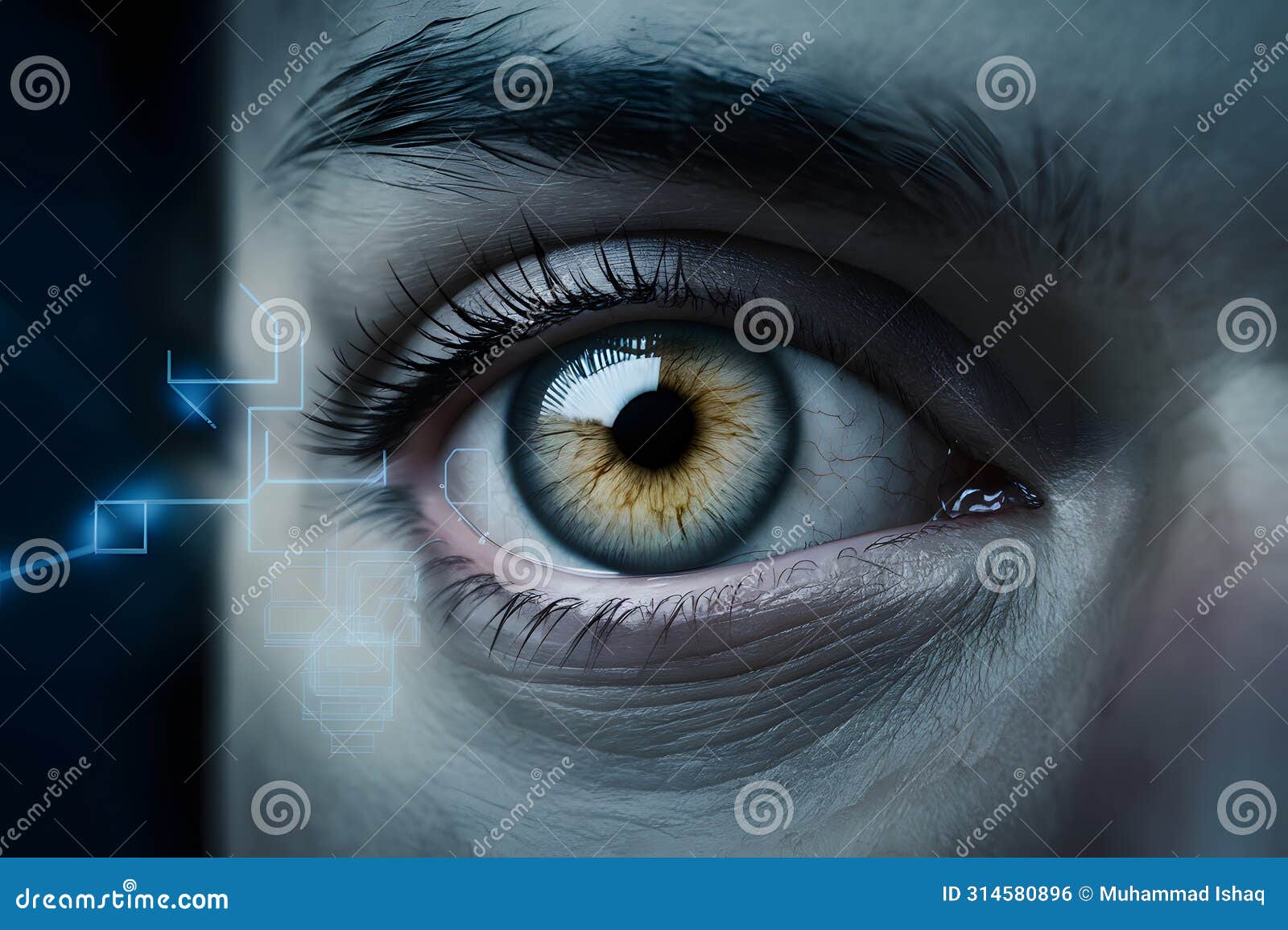 Secure Vision, Iris System Close Up, Human Eye Cyberspace Concept Stock ...