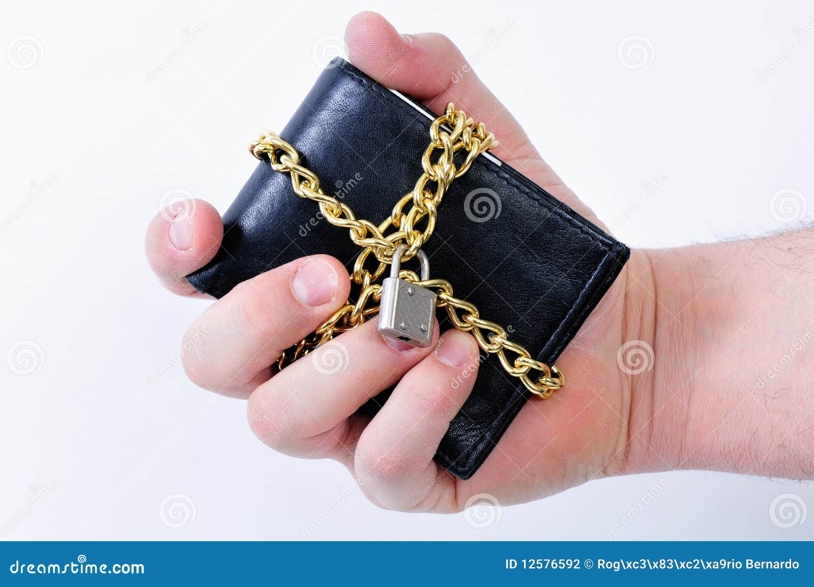 Secure wallet stock photo. Image of chains, padlock, hand - 12576592