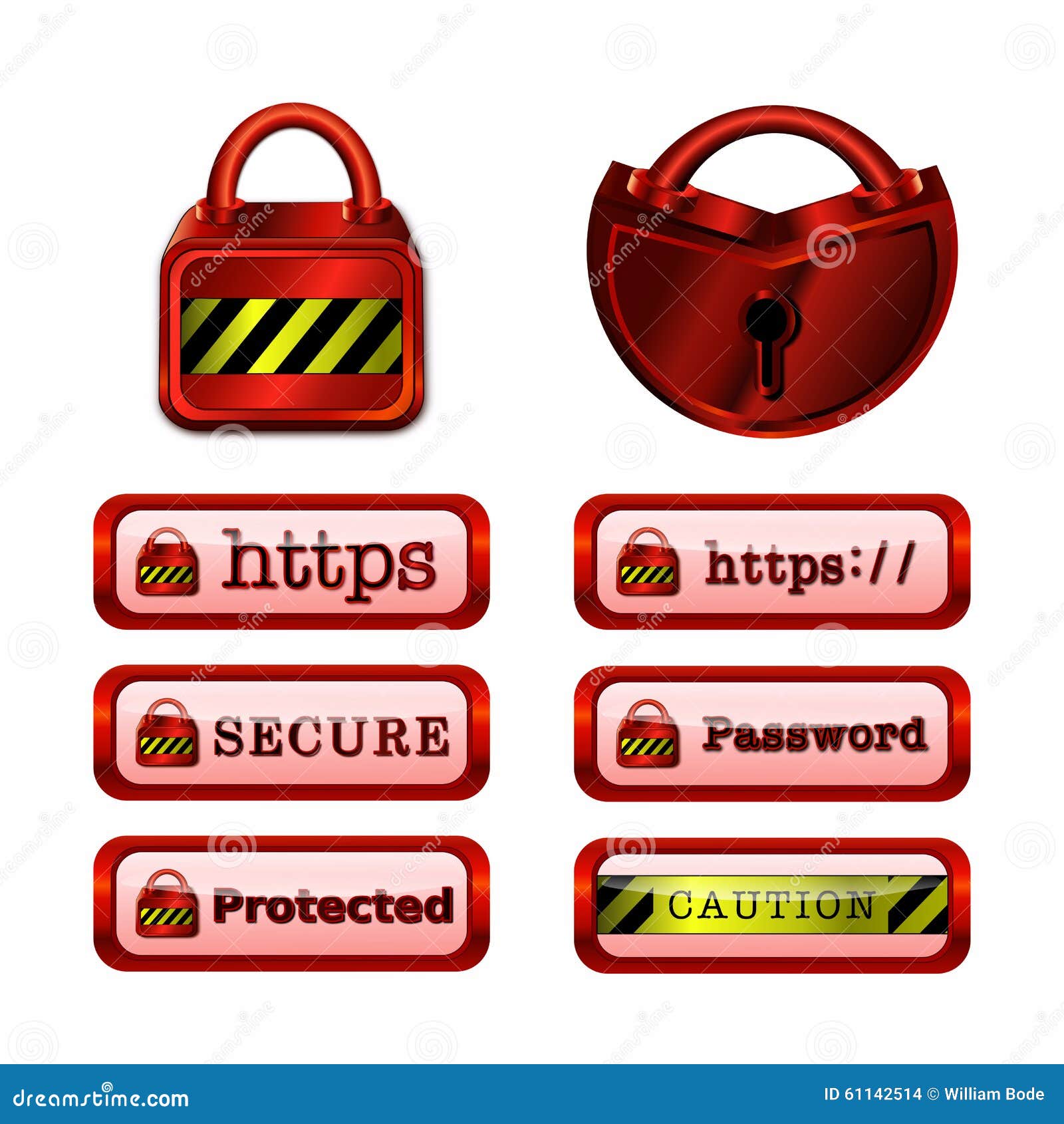 Secure Web Button Collection Stock Illustration - Illustration of ...