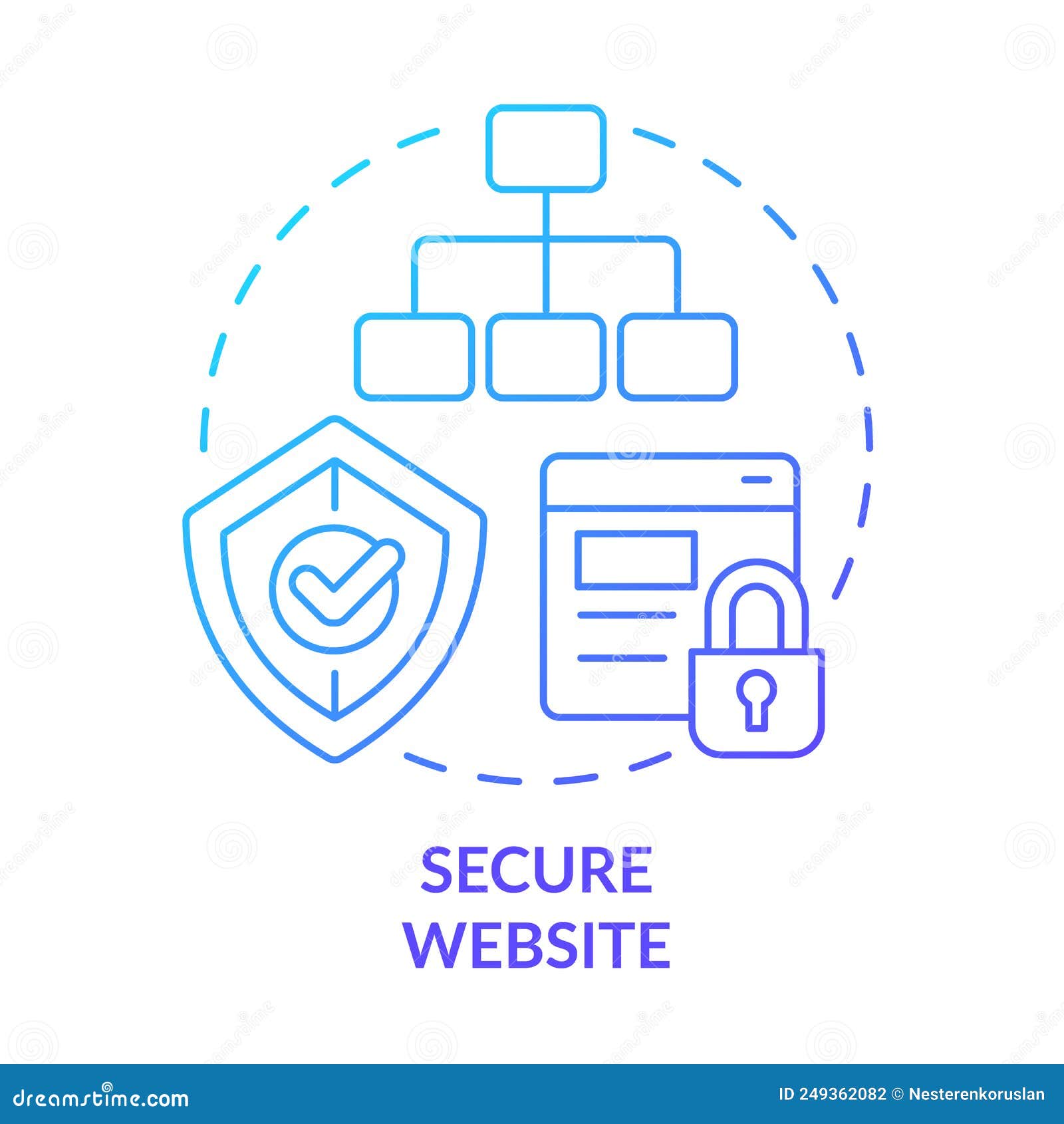 Secure Website Blue Gradient Concept Icon Stock Vector - Illustration ...