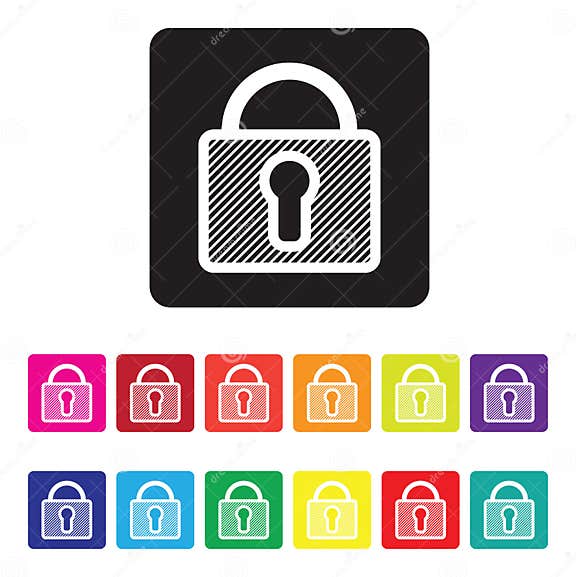 Secure website icon set stock vector. Illustration of locker - 102385475