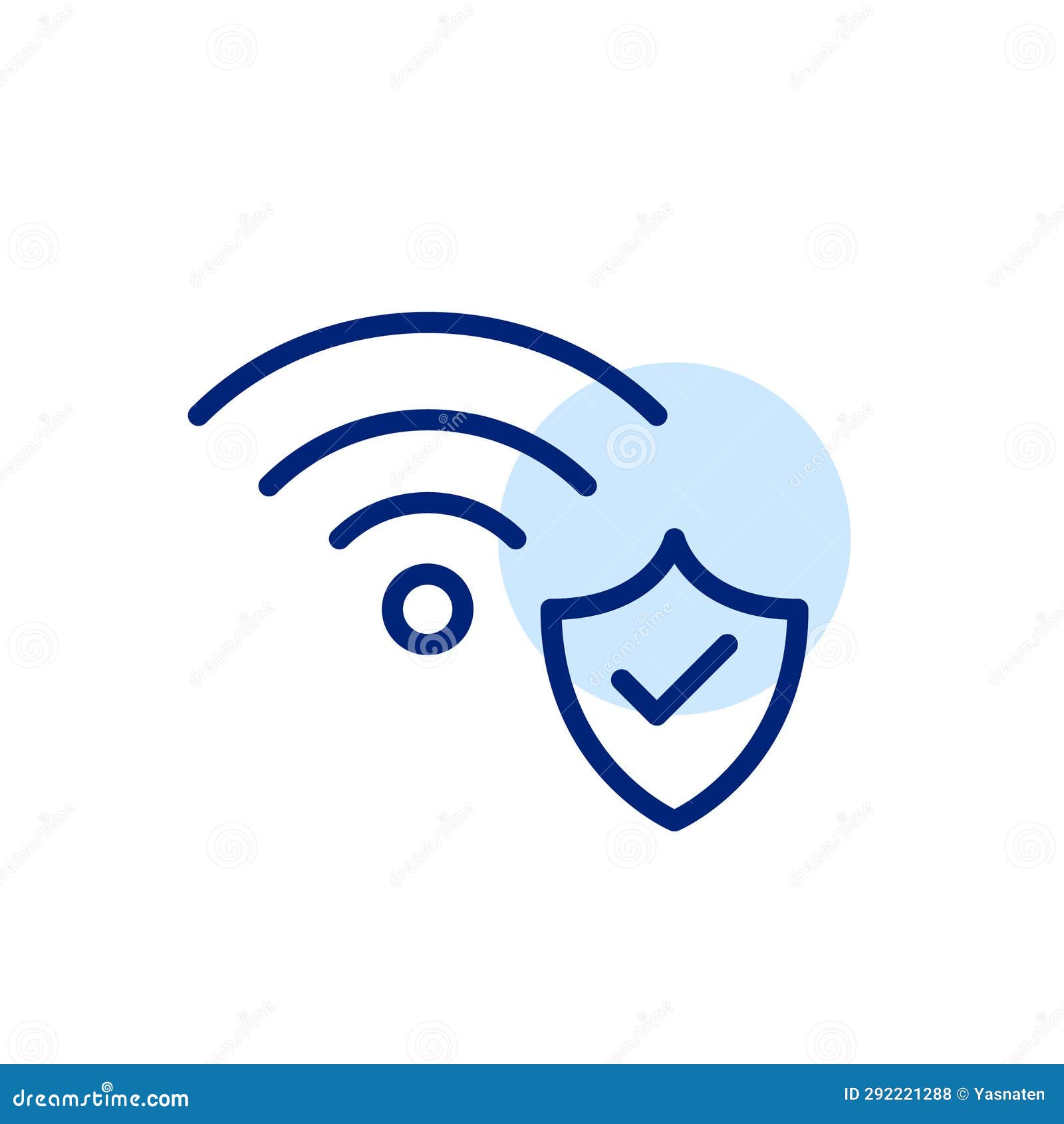 Secure Wifi Connection. Waves and Protection Shield. Pixel Perfect Icon ...