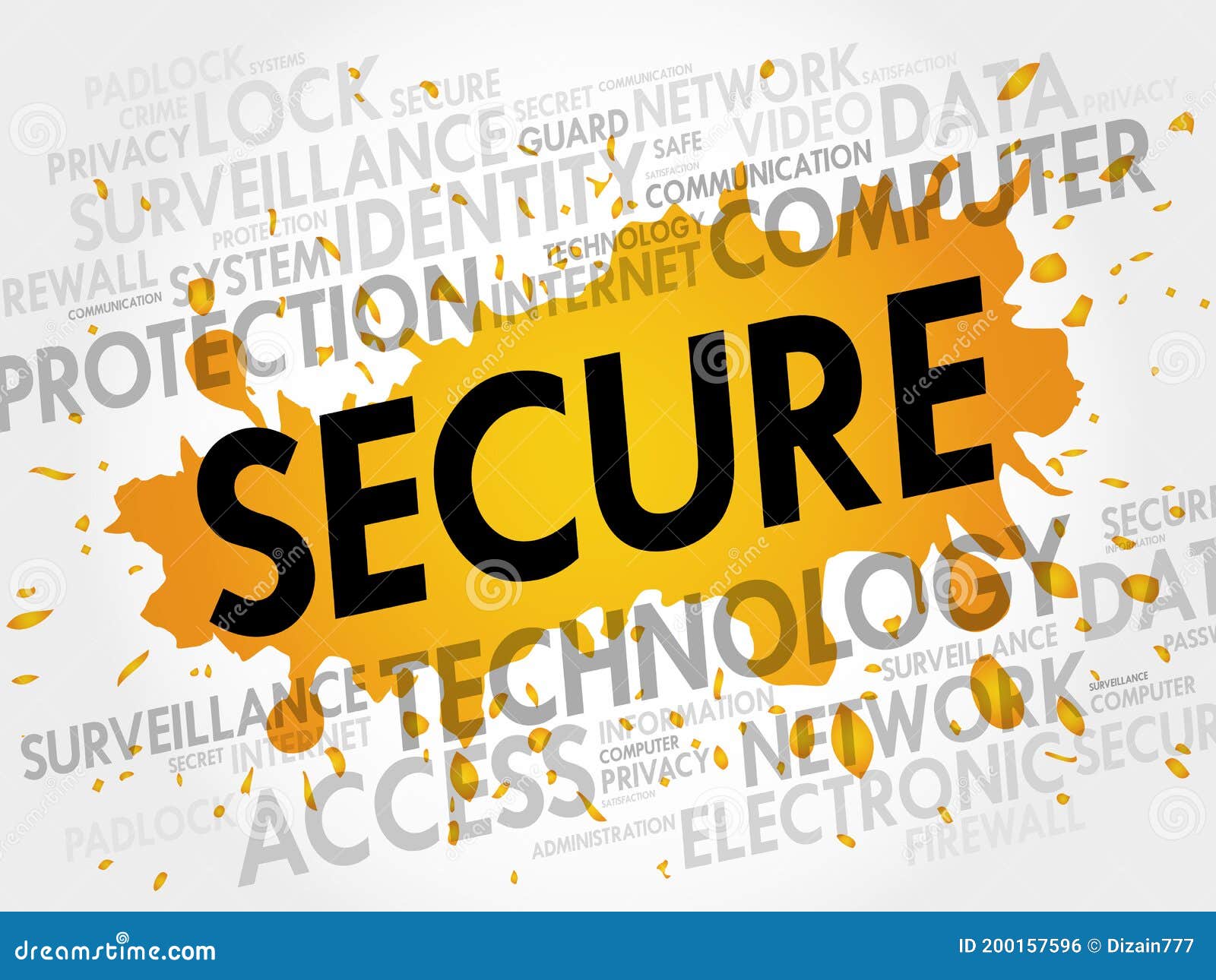 SECURE word cloud stock illustration. Illustration of intruder - 200157596