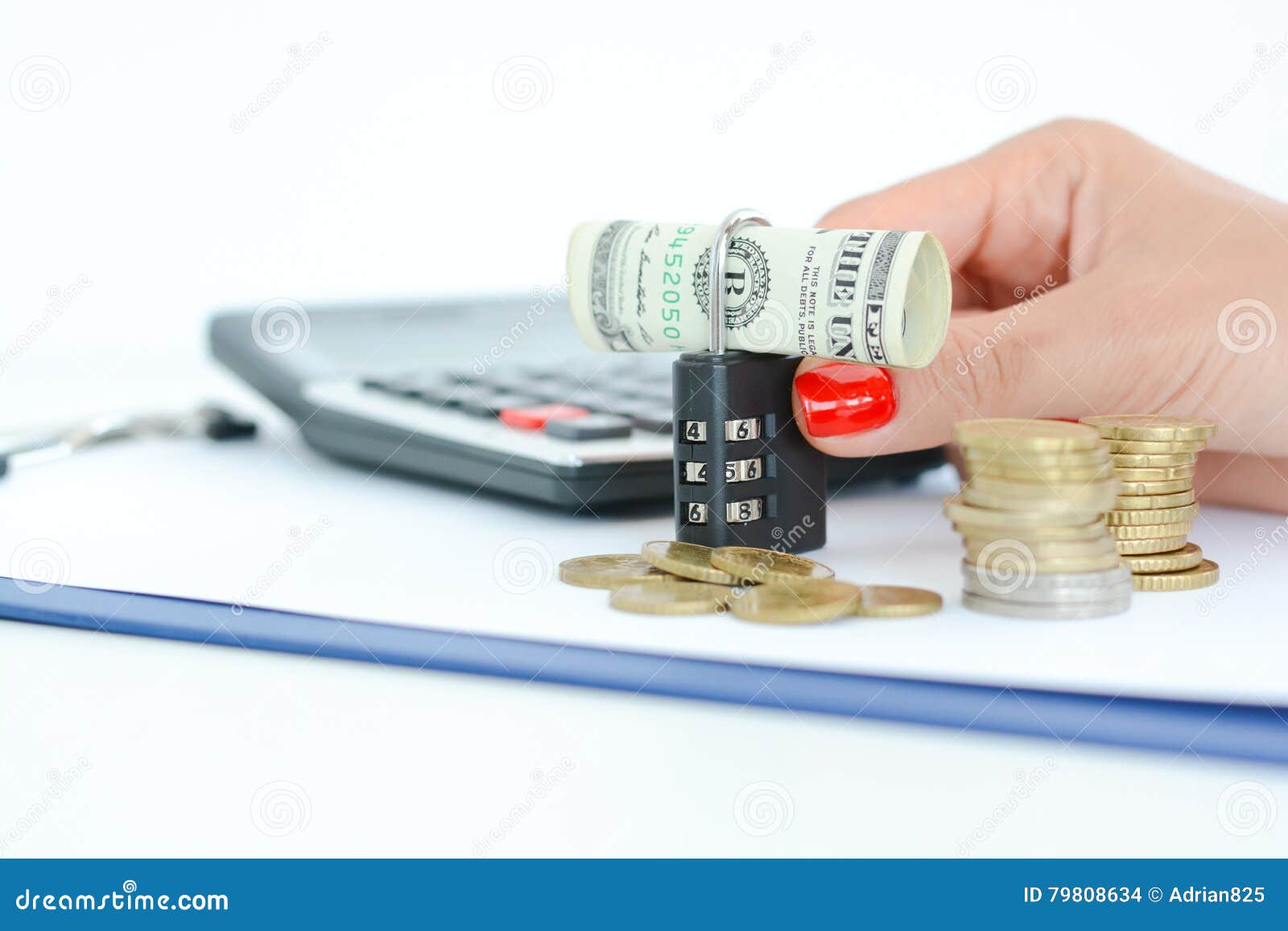 Secure Your Savings Concept with Cipher Lock and Money Stock Photo ...