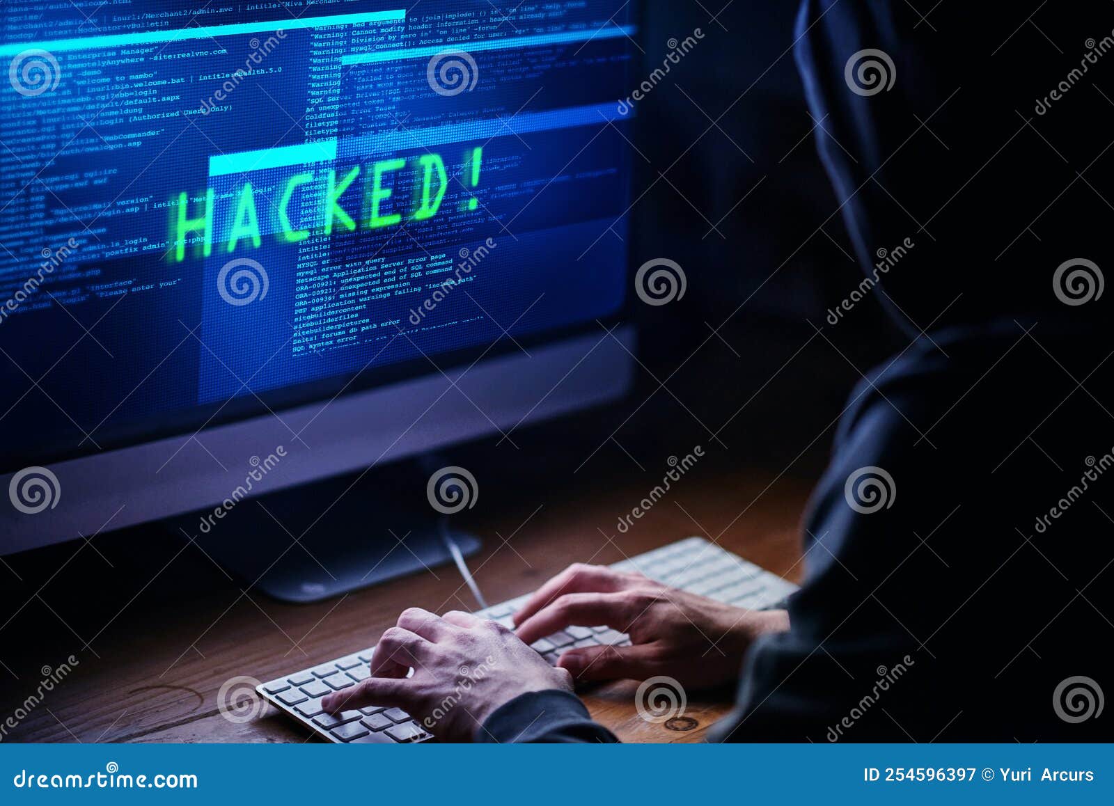 Secure Your System before Its Too Late. a Male Hacker at Work. Stock ...