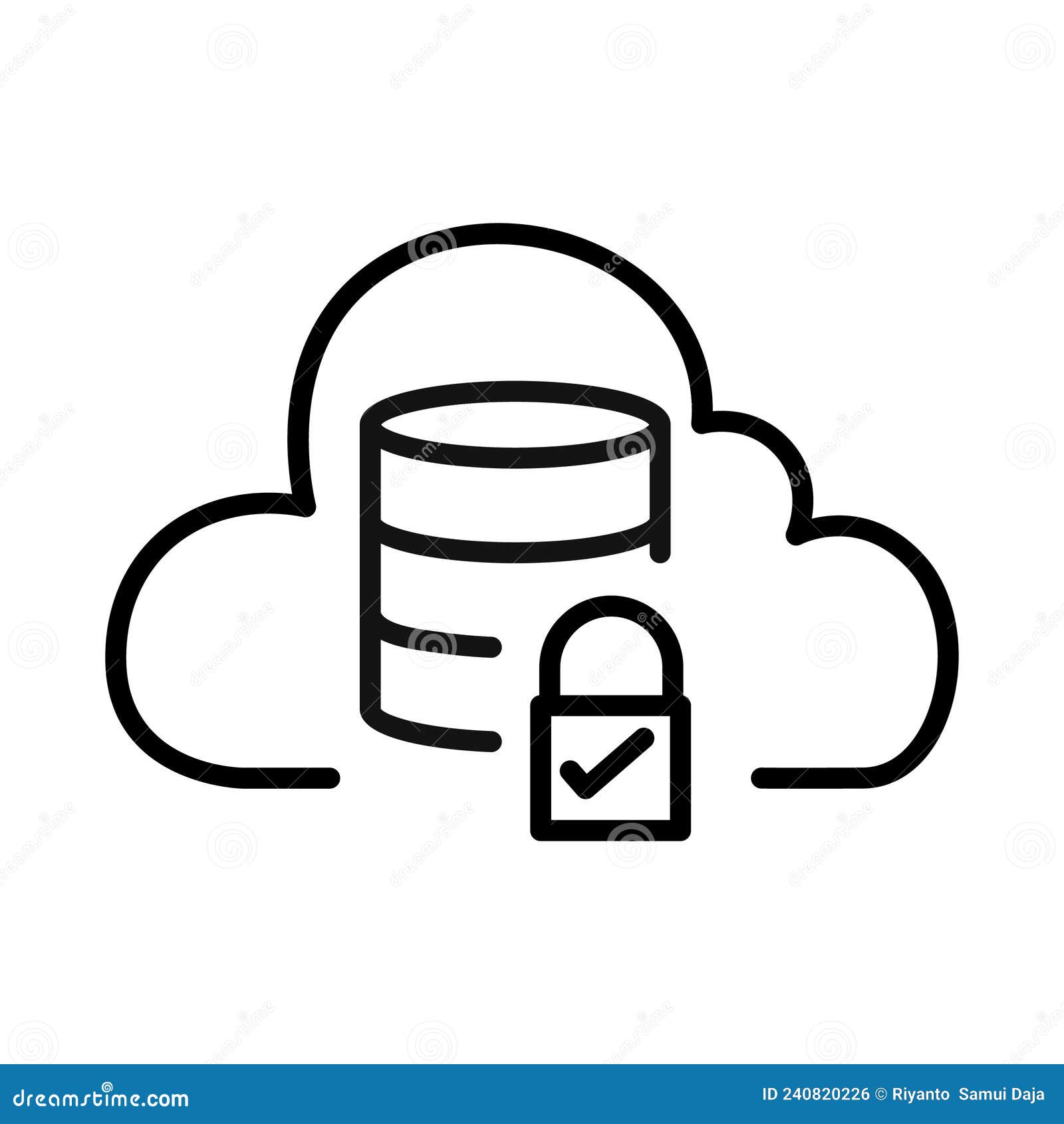 Secured Backup Black and White Icon Illustration Stock Vector ...