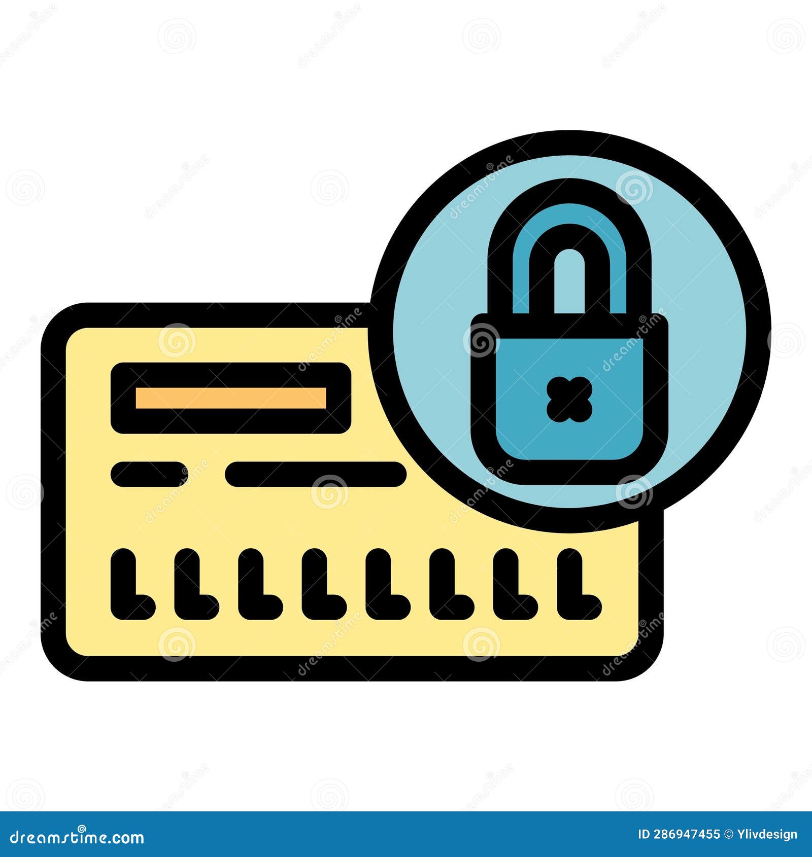 Secured Bank Card Icon Vector Flat Stock Vector - Illustration of thin ...