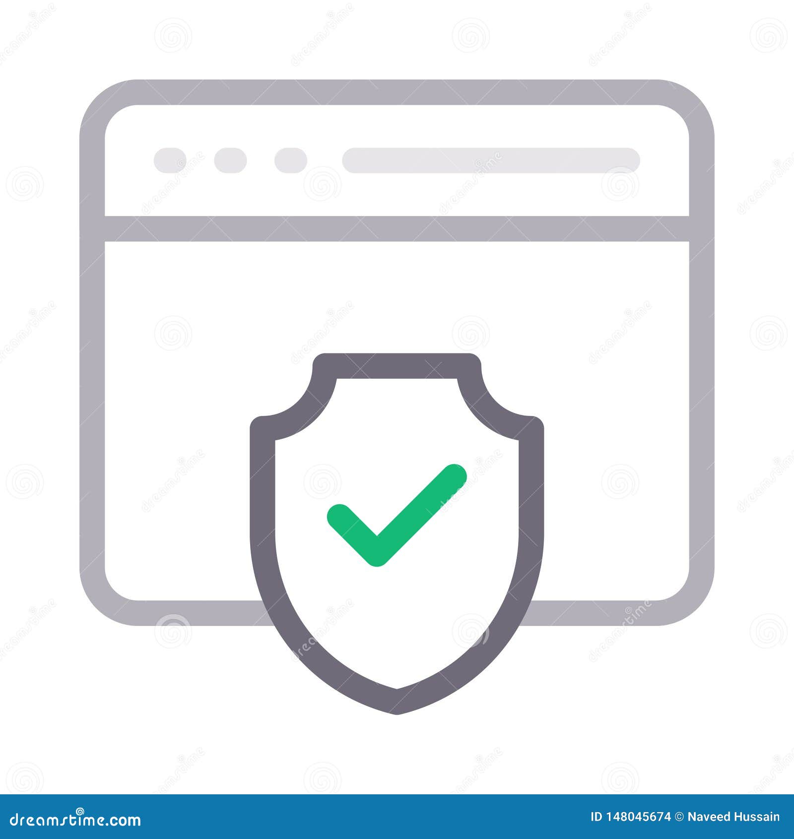 Secured Browser Thin Color Line Vector Icon Stock Vector - Illustration ...