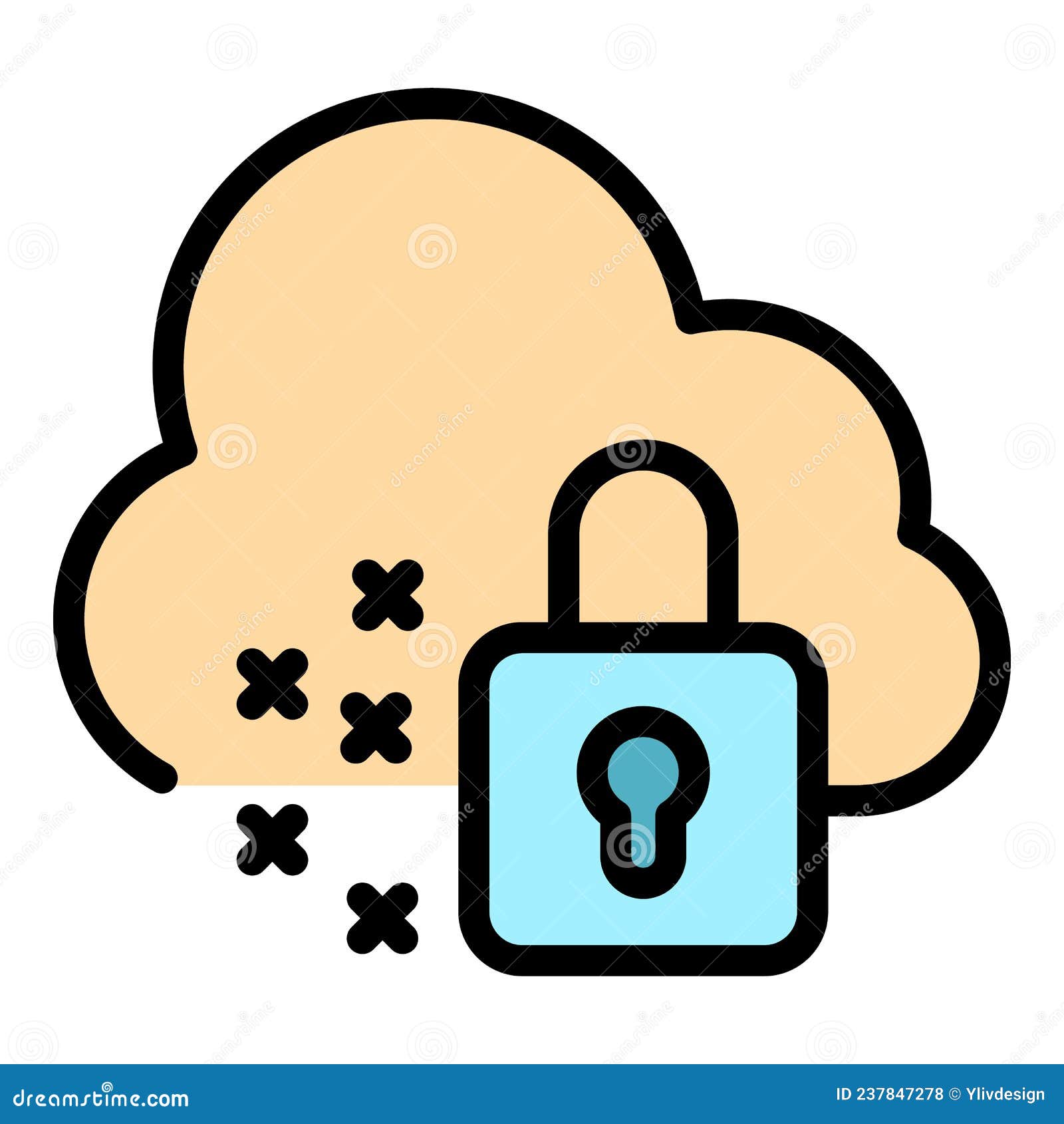 Secured Cloud Icon Color Outline Vector Stock Vector - Illustration of ...