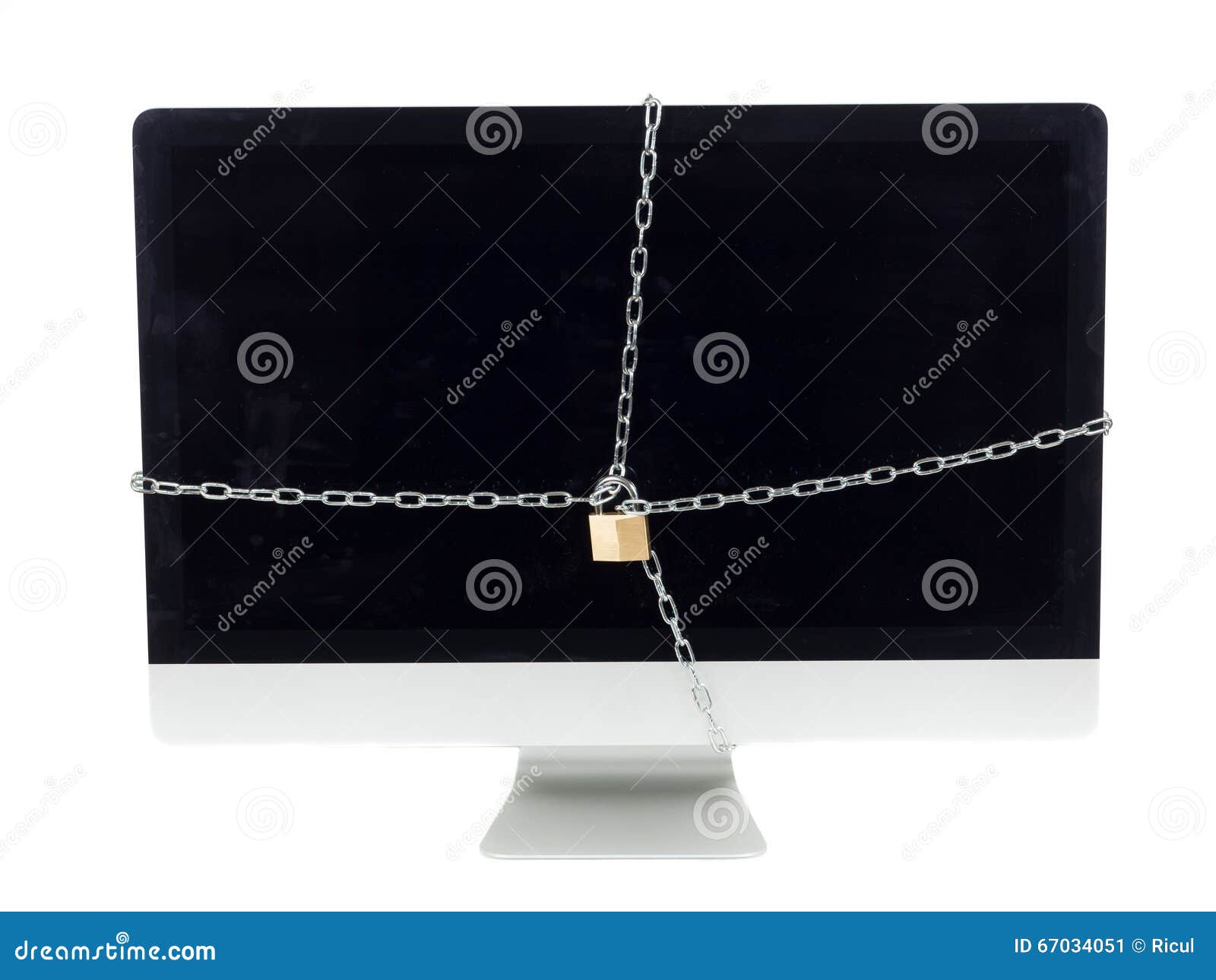 Secured computer with lock stock image. Image of chain - 67034051