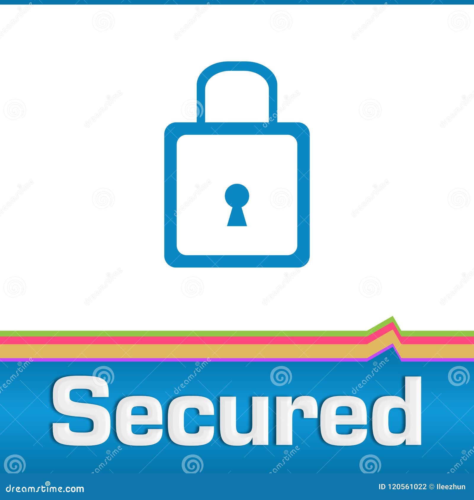 Secured Bottom Text Blue Colorful Stock Illustration - Illustration of ...