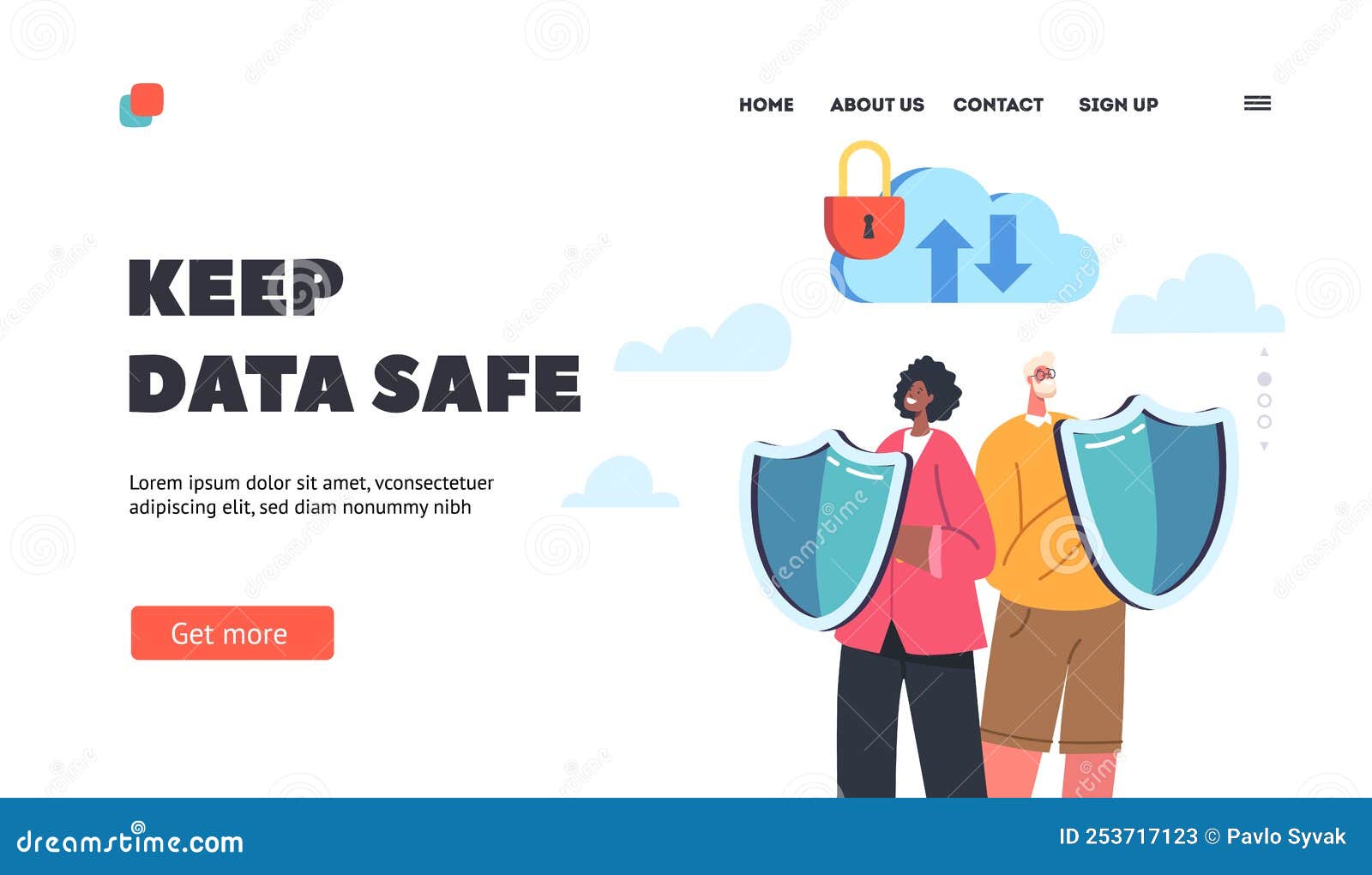 Secured Database Landing Page Template. Guards Characters Holding ...