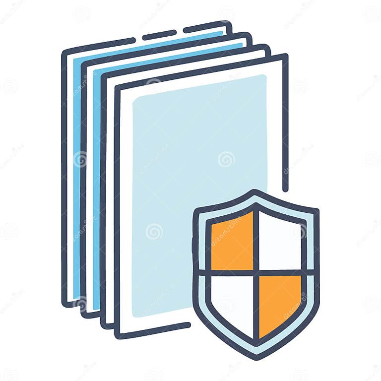 Secured Documents Protection Icon. Illustrated Icon Depicting a Stack ...