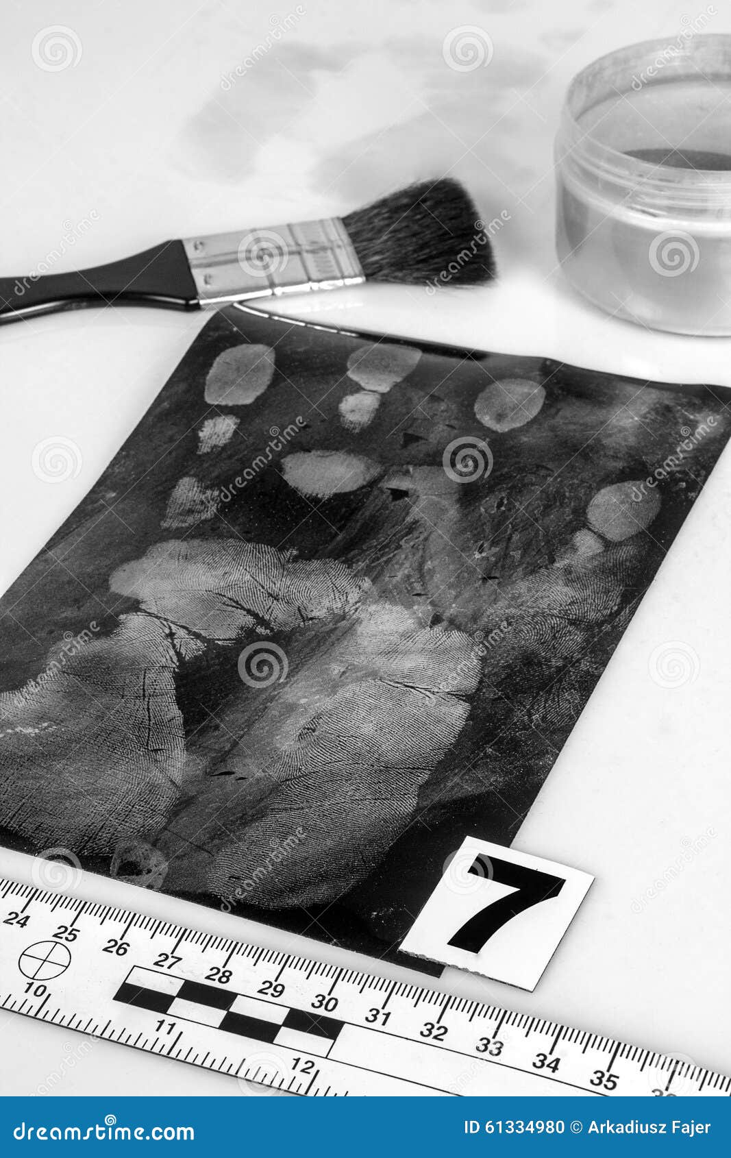 Secured fingerprint marks. stock photo. Image of detective - 61334980
