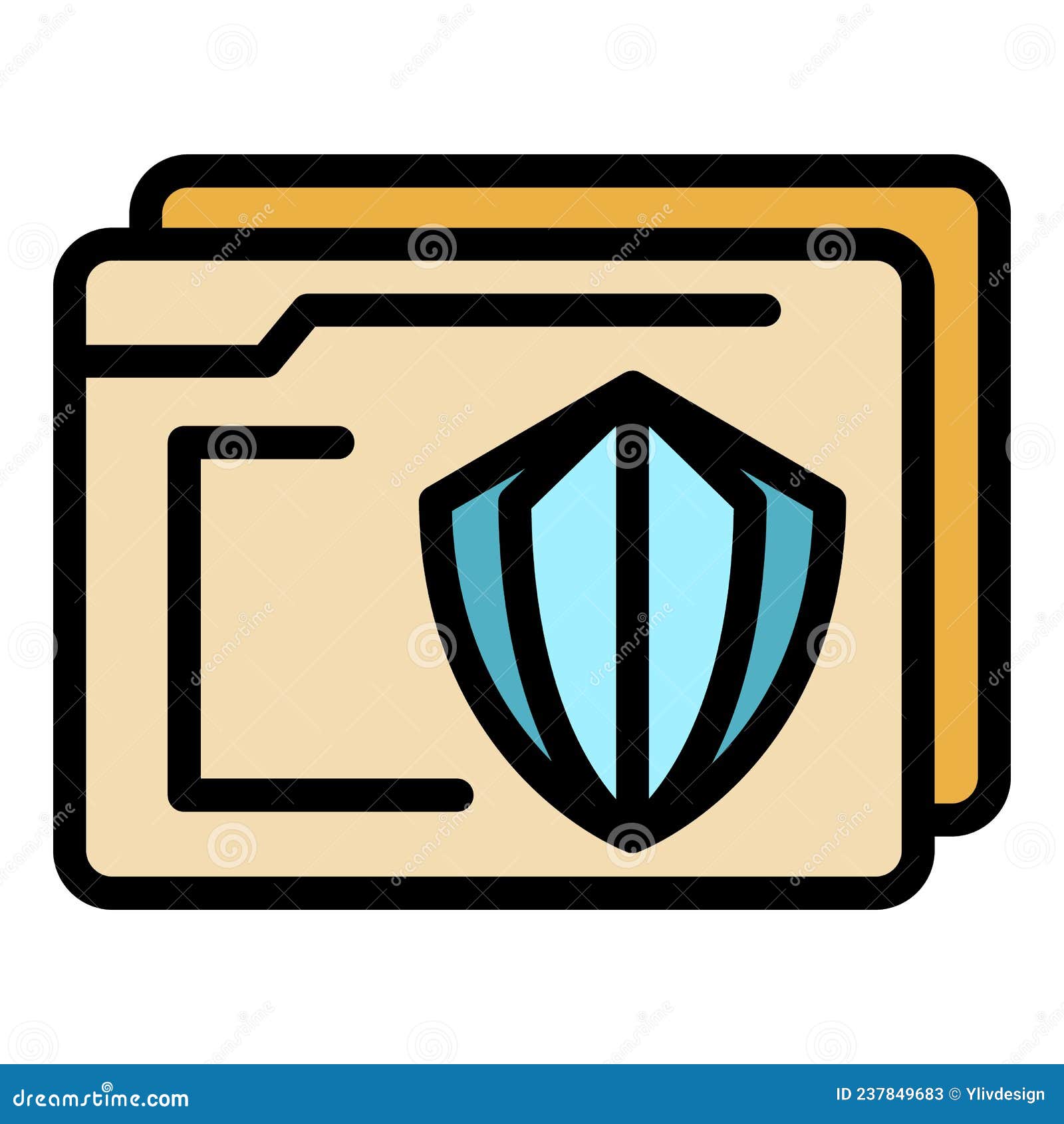 Secured Folder Icon Color Outline Vector | CartoonDealer.com #232101992