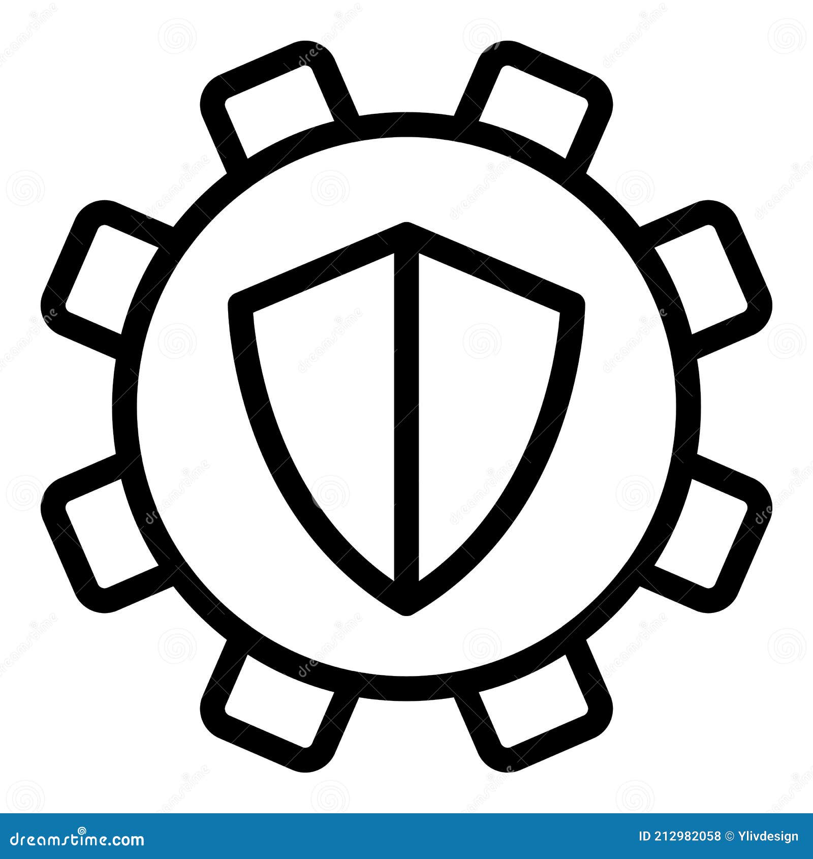 Secured Gear Interface Icon, Outline Style Stock Vector - Illustration ...