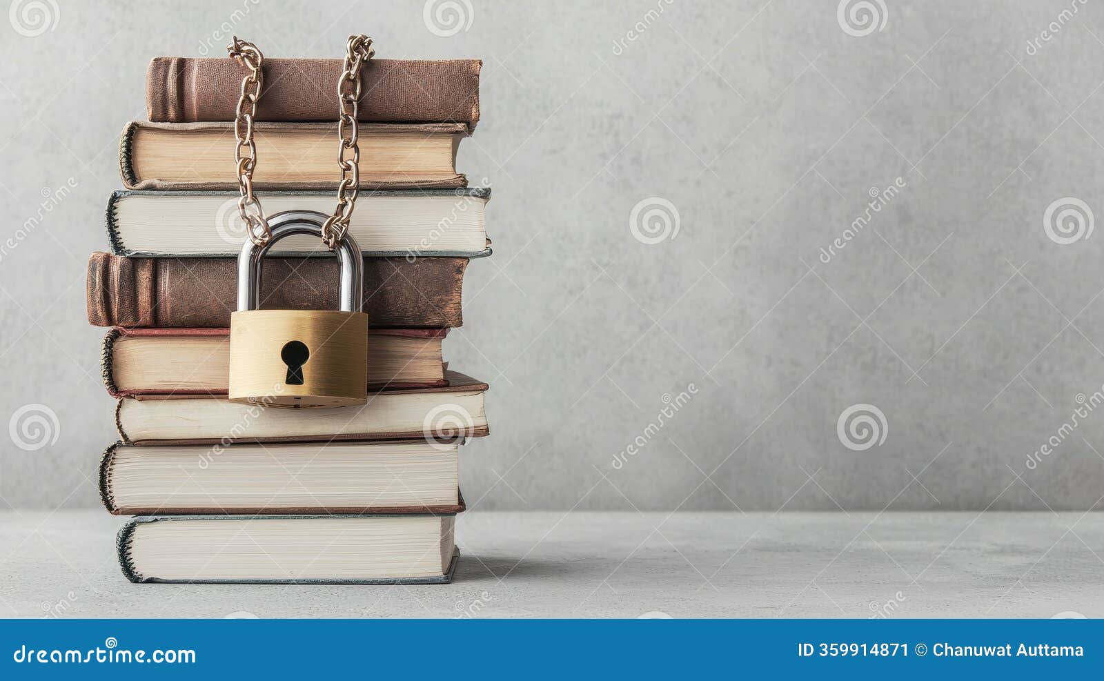 Secured Knowledge Books Padlock Chain Security Data Protection Privacy ...