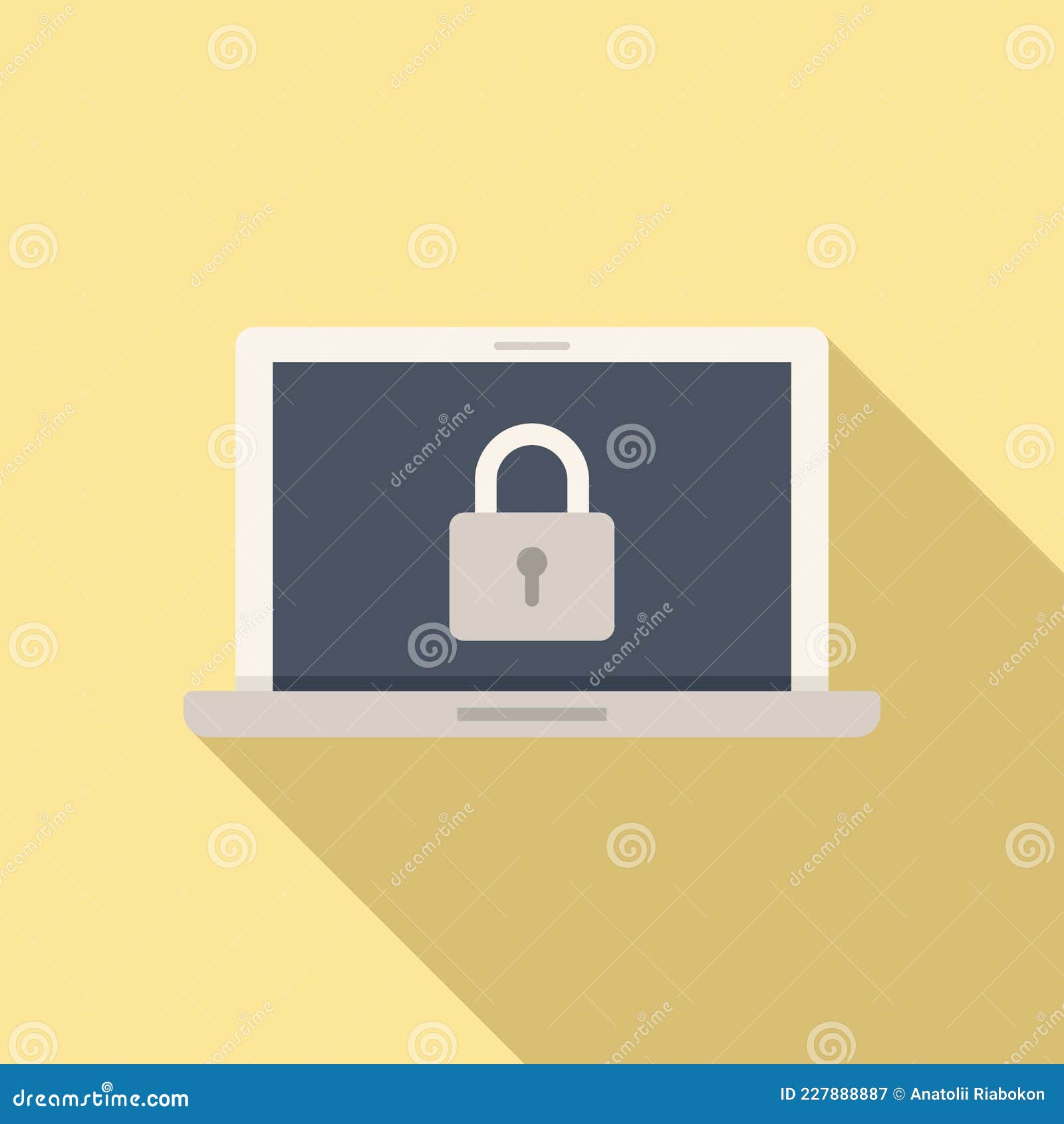 Secured Laptop Icon Flat Vector. Computer Data Stock Vector ...