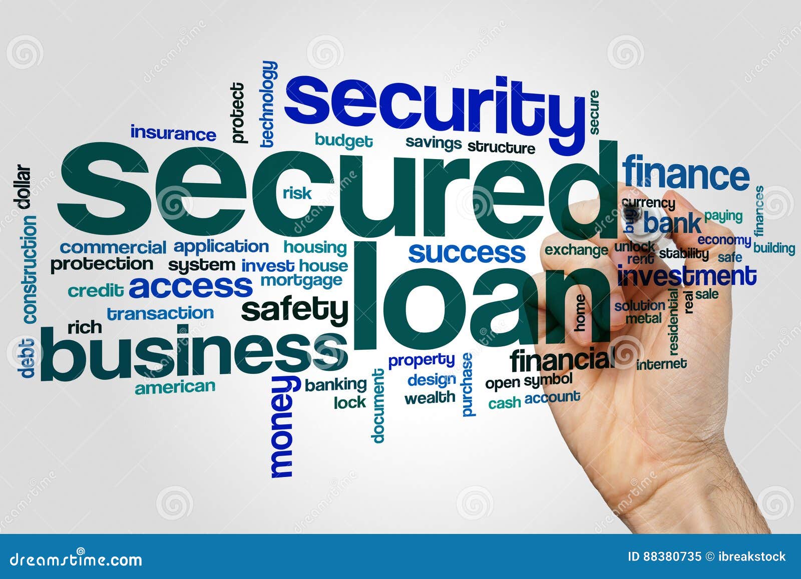 Secured loan word cloud stock image. Image of dollar - 88380735