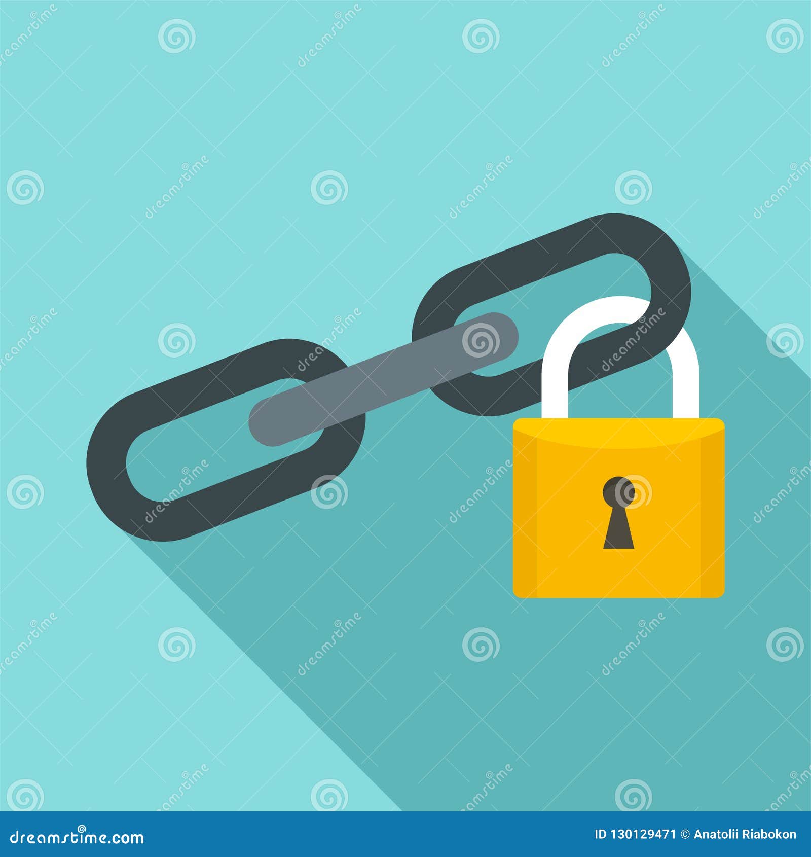Secured Lock Icon, Flat Style Stock Vector - Illustration of encryption ...