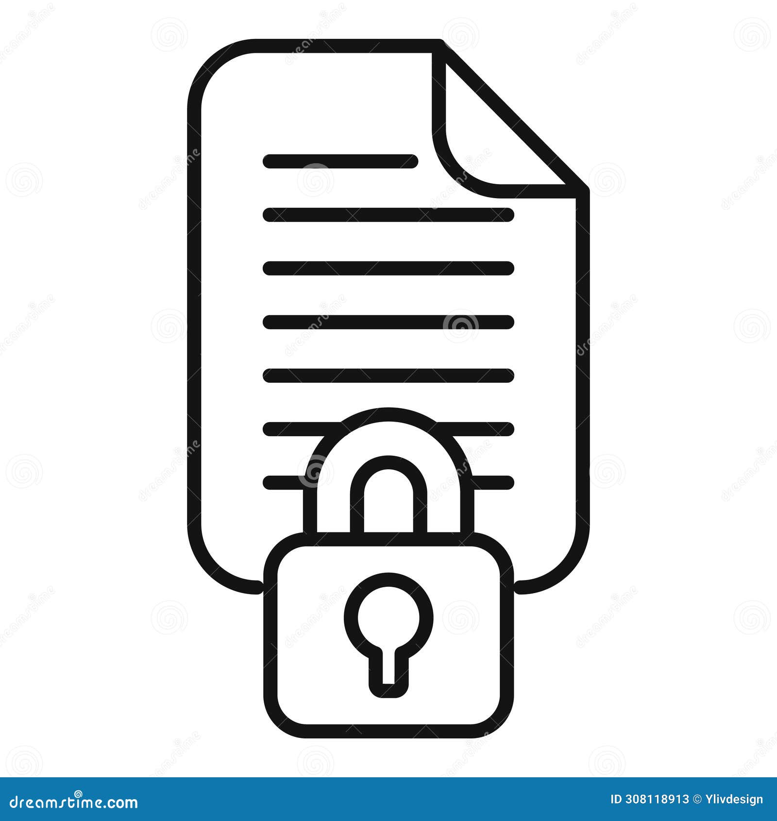 Secured Locked Document Icon Outline Vector. Illegal Protection Stock ...