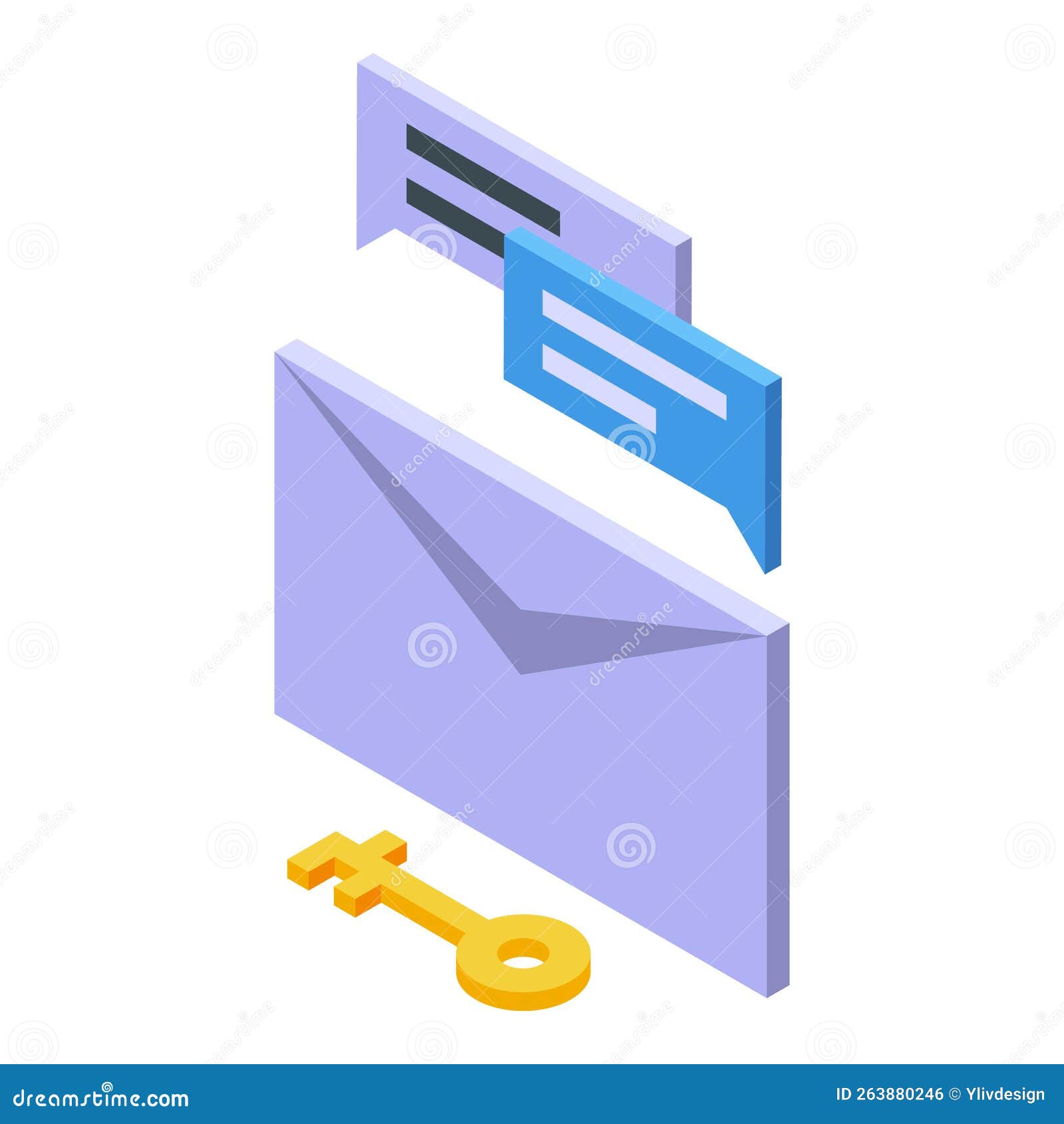 Secured Mail Icon Isometric Vector. Vpn Network Stock Illustration ...