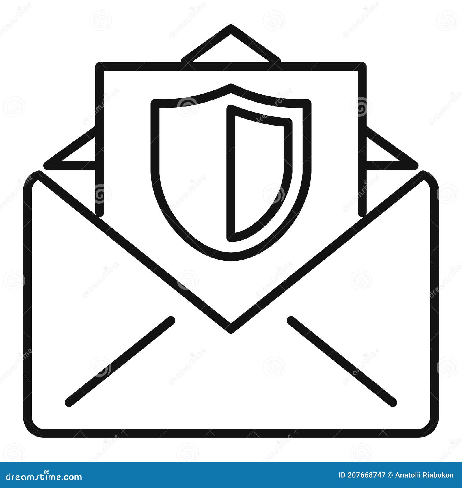 Secured Mail Icon, Outline Style Stock Illustration - Illustration of ...