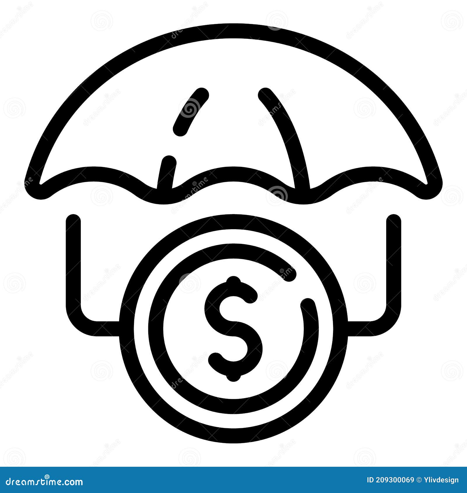 Secured Money Icon, Outline Style Stock Vector - Illustration of ...