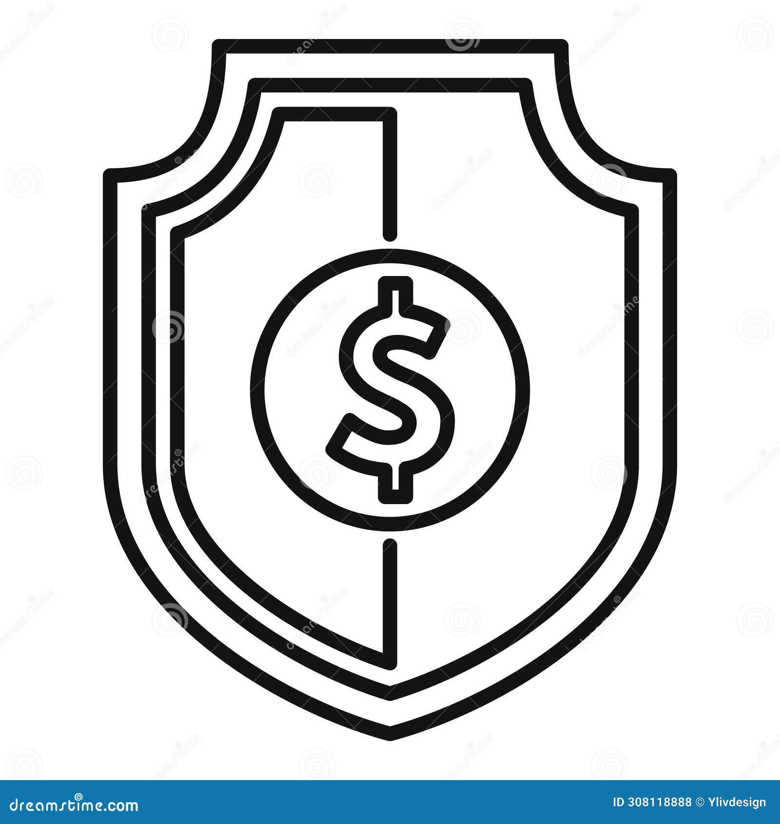 Secured Money Shield Icon Outline Vector. Stop Theft Stock Illustration ...