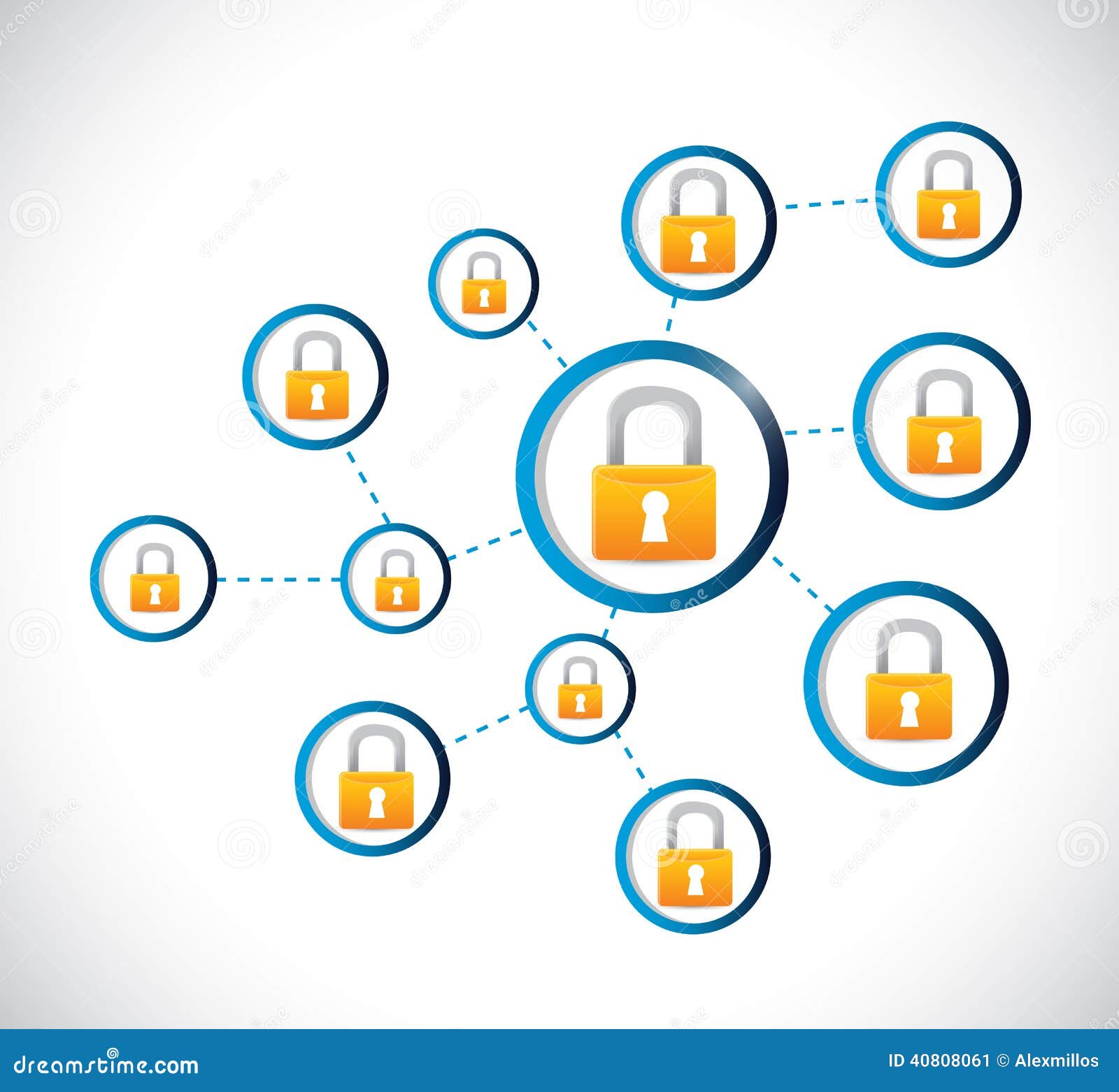 Secured Network Connection Diagram Stock Illustration - Illustration of ...