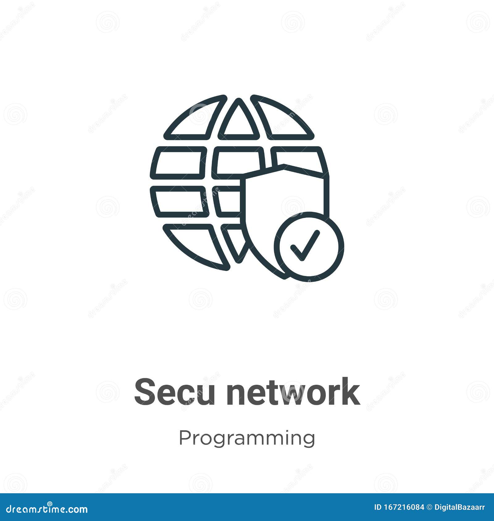 Secured Network Outline Vector Icon. Thin Line Black Secured Network ...