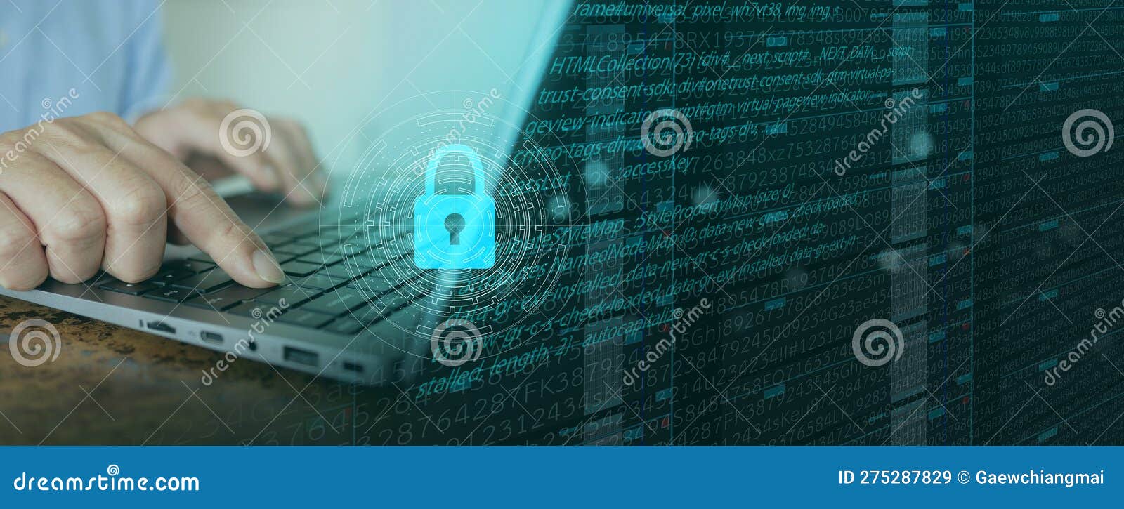 Secured Networking for Data Protection: Businessman Safeguarding Laptop ...