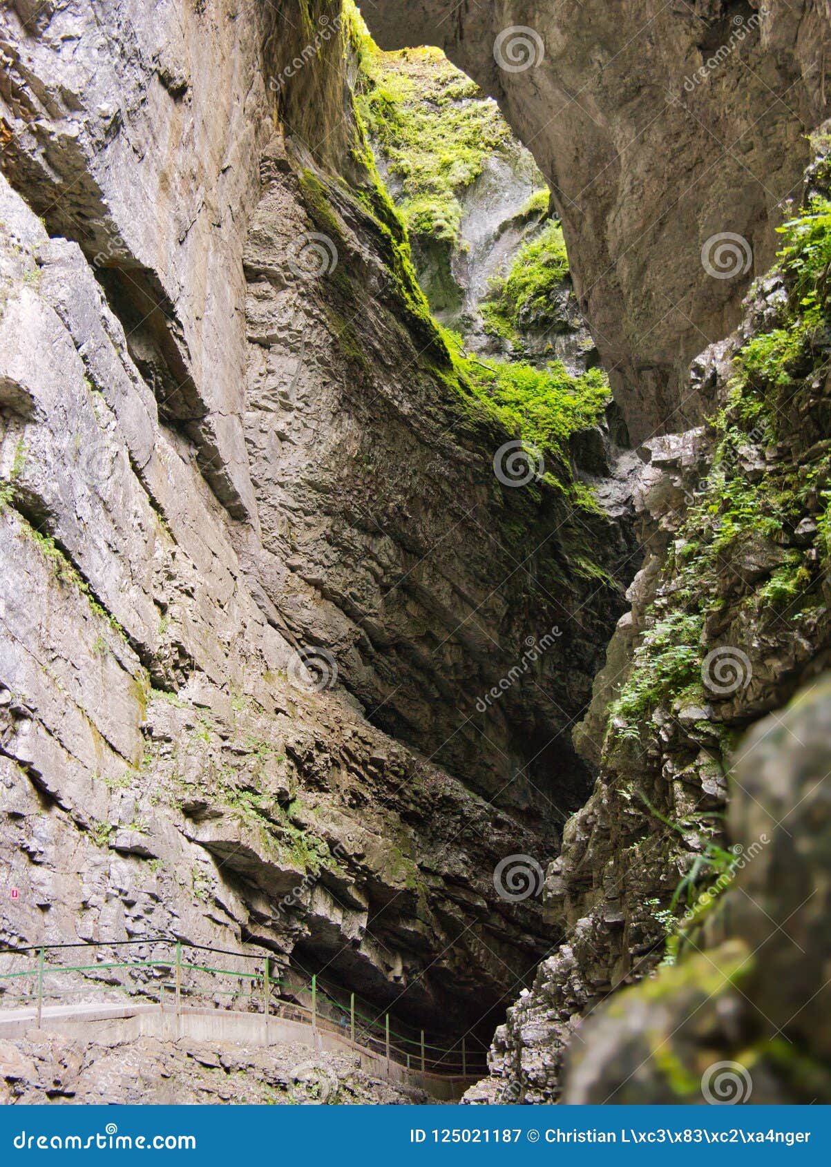 Secured Path through a Deep Gorge Stock Image - Image of nature, tide ...