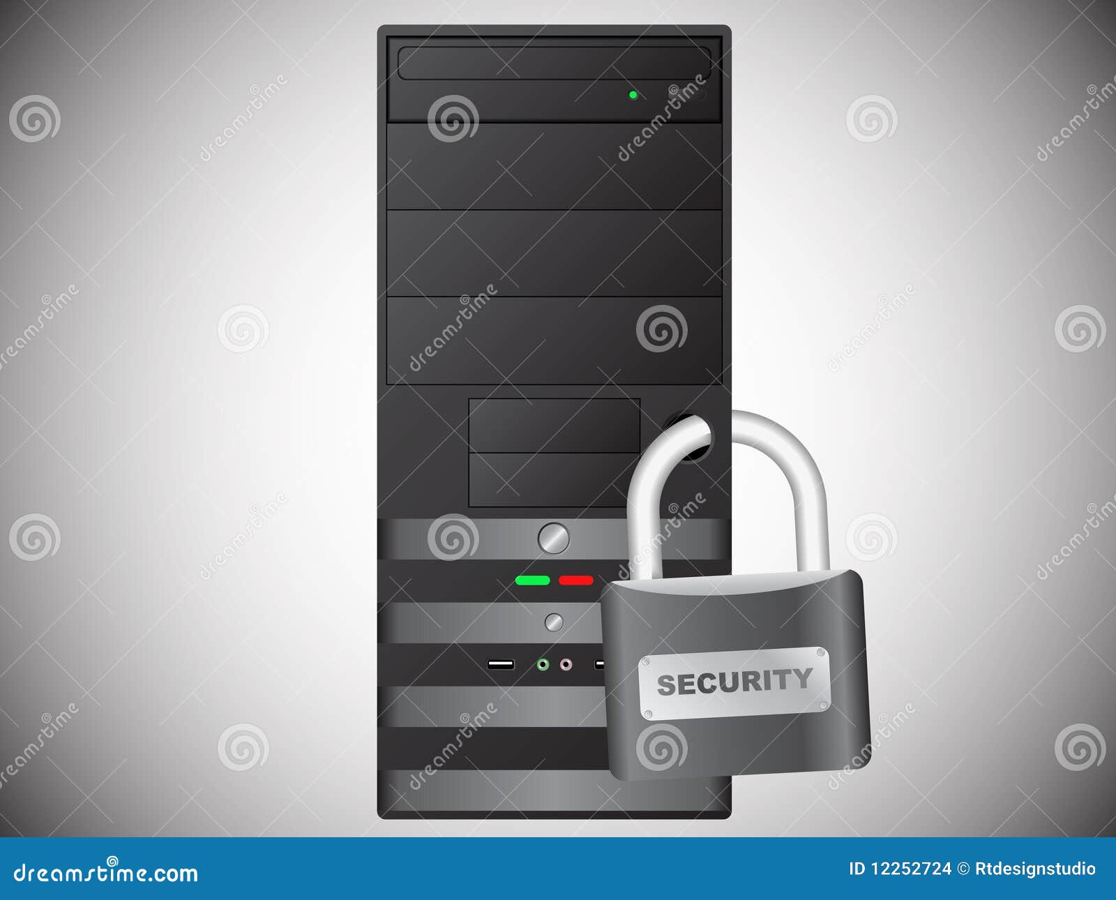 Secured PC server stock illustration. Illustration of metal - 12252724