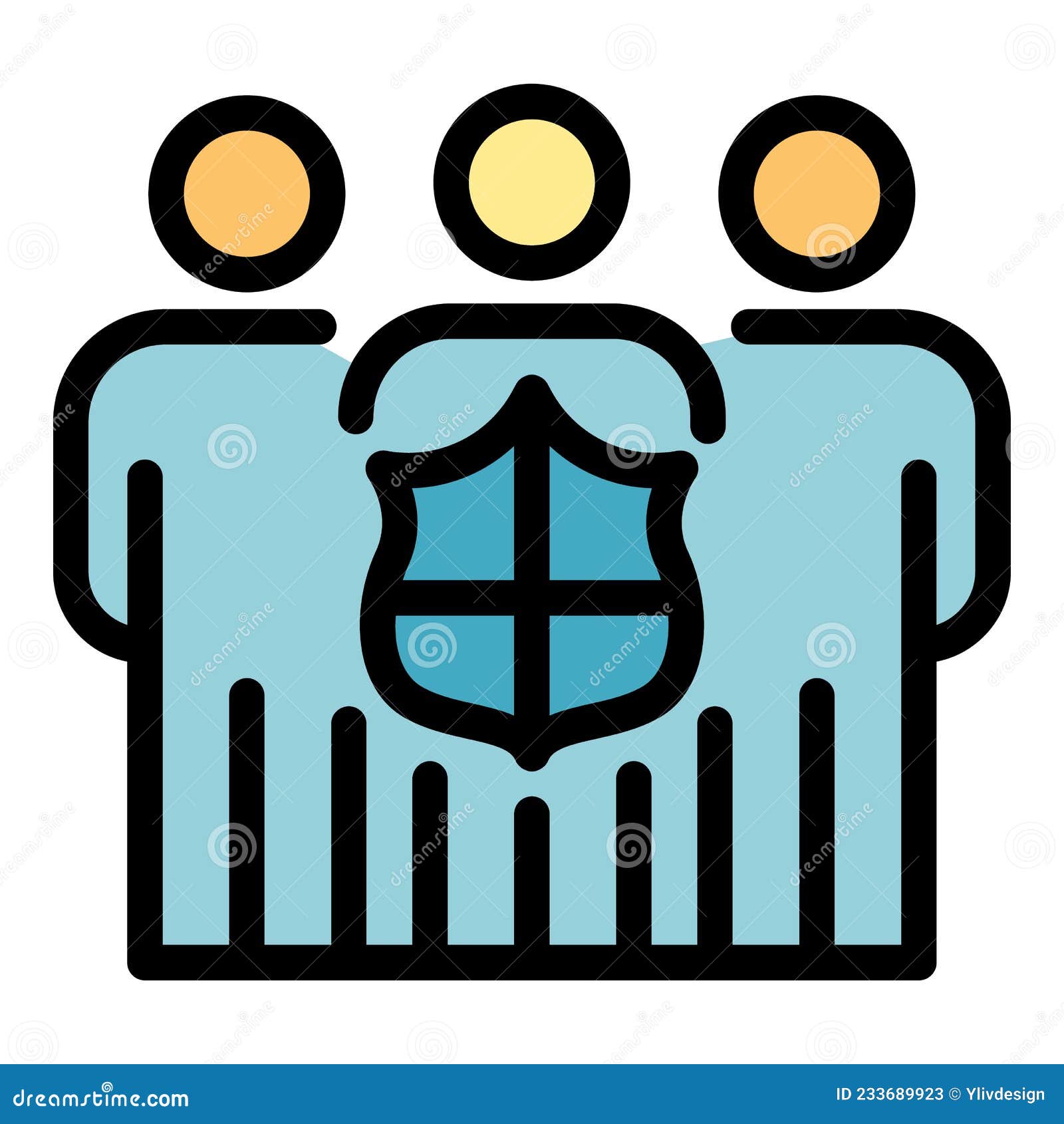 Secured People Icon Color Outline Vector Stock Vector - Illustration of ...