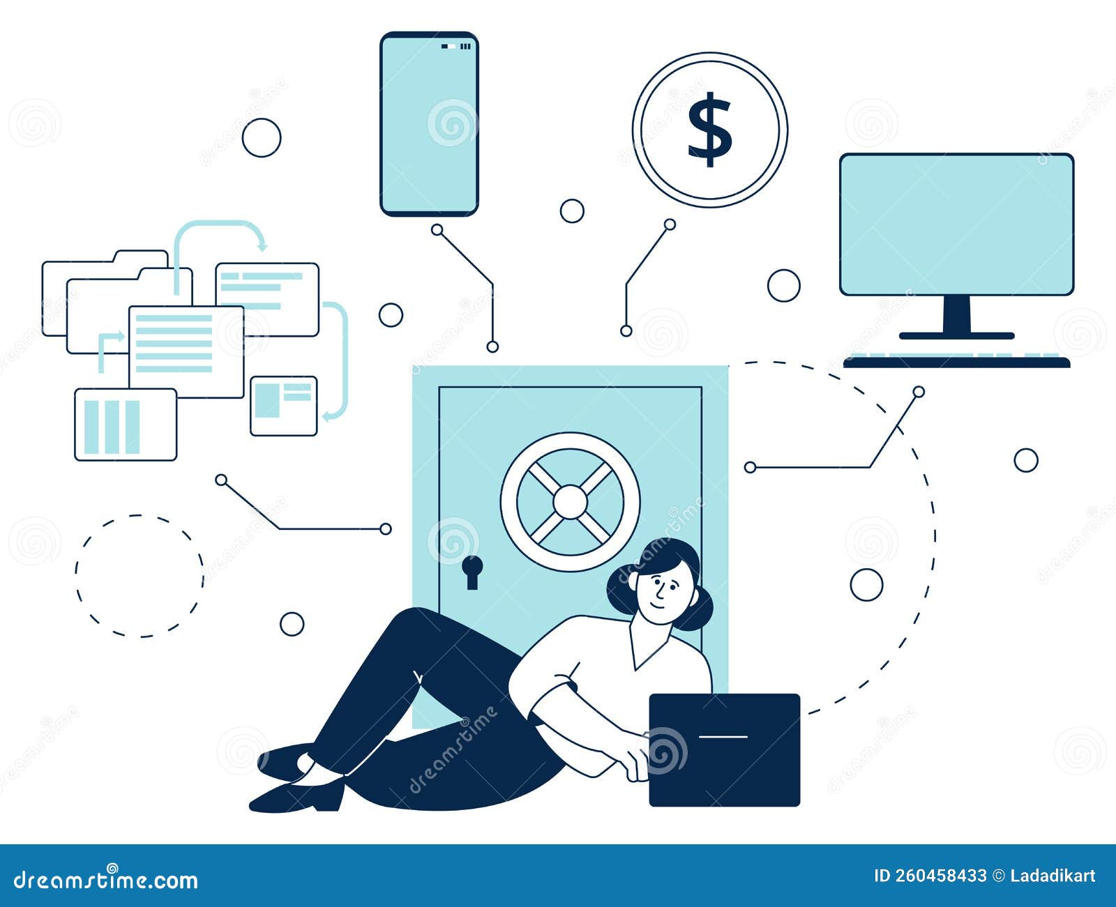 Secured Personal Information Icon, Outline Style Cartoon Vector ...