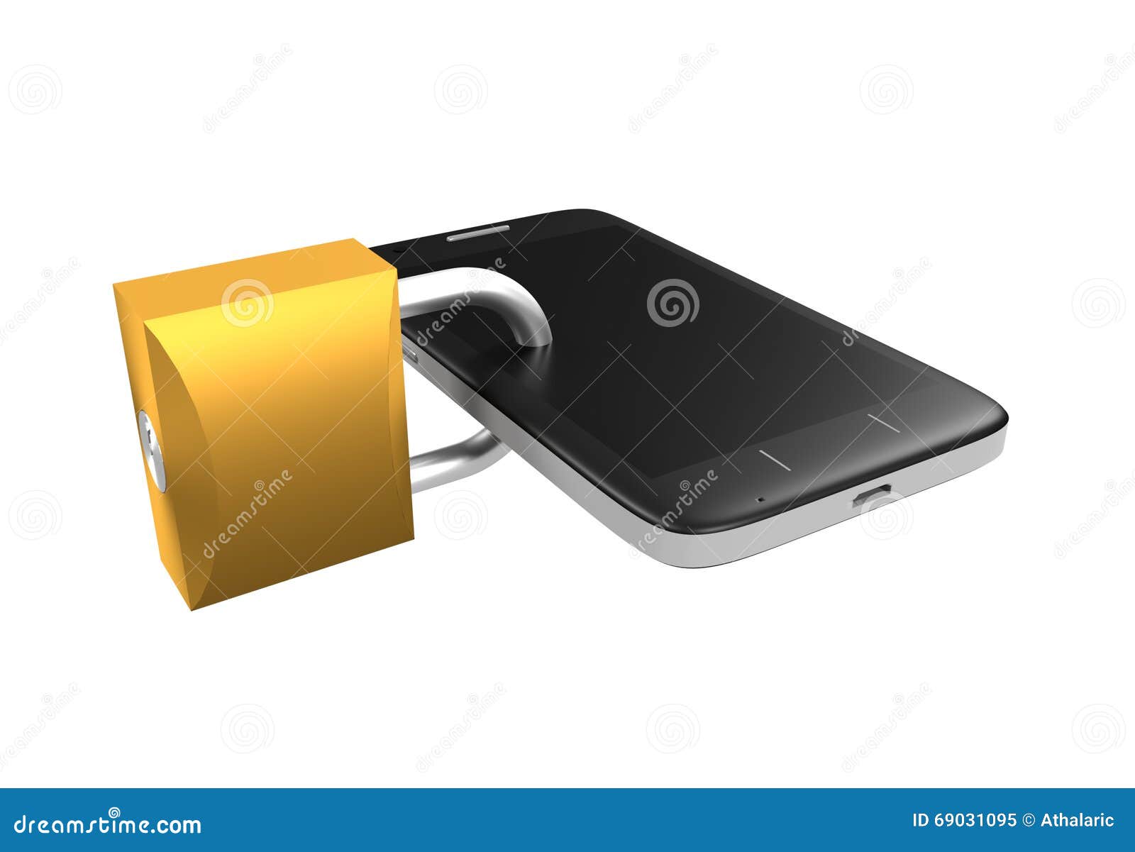 Secured phone 3d rendering stock illustration. Illustration of ...