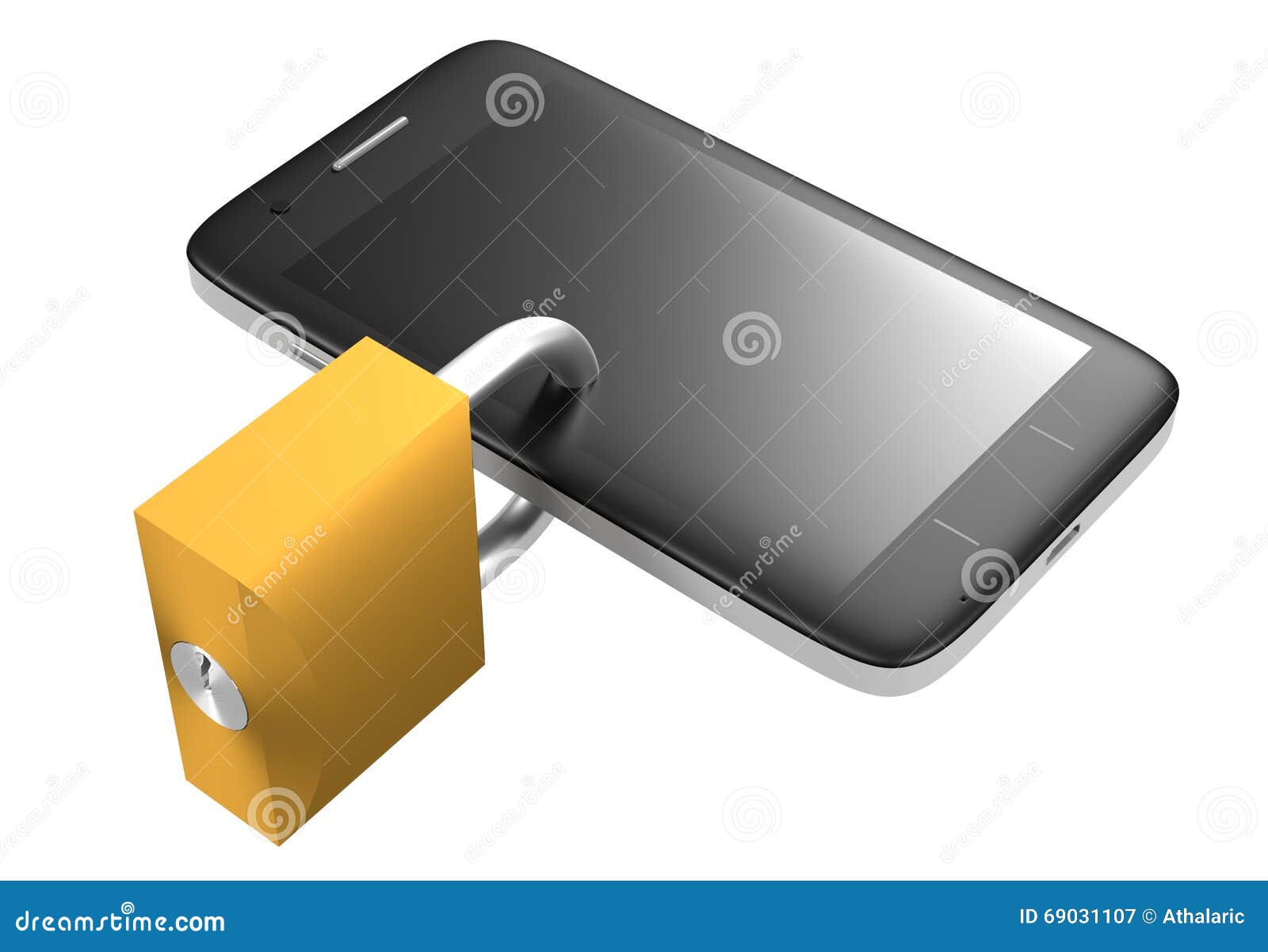 Secured phone 3d rendering stock illustration. Illustration of plastic ...