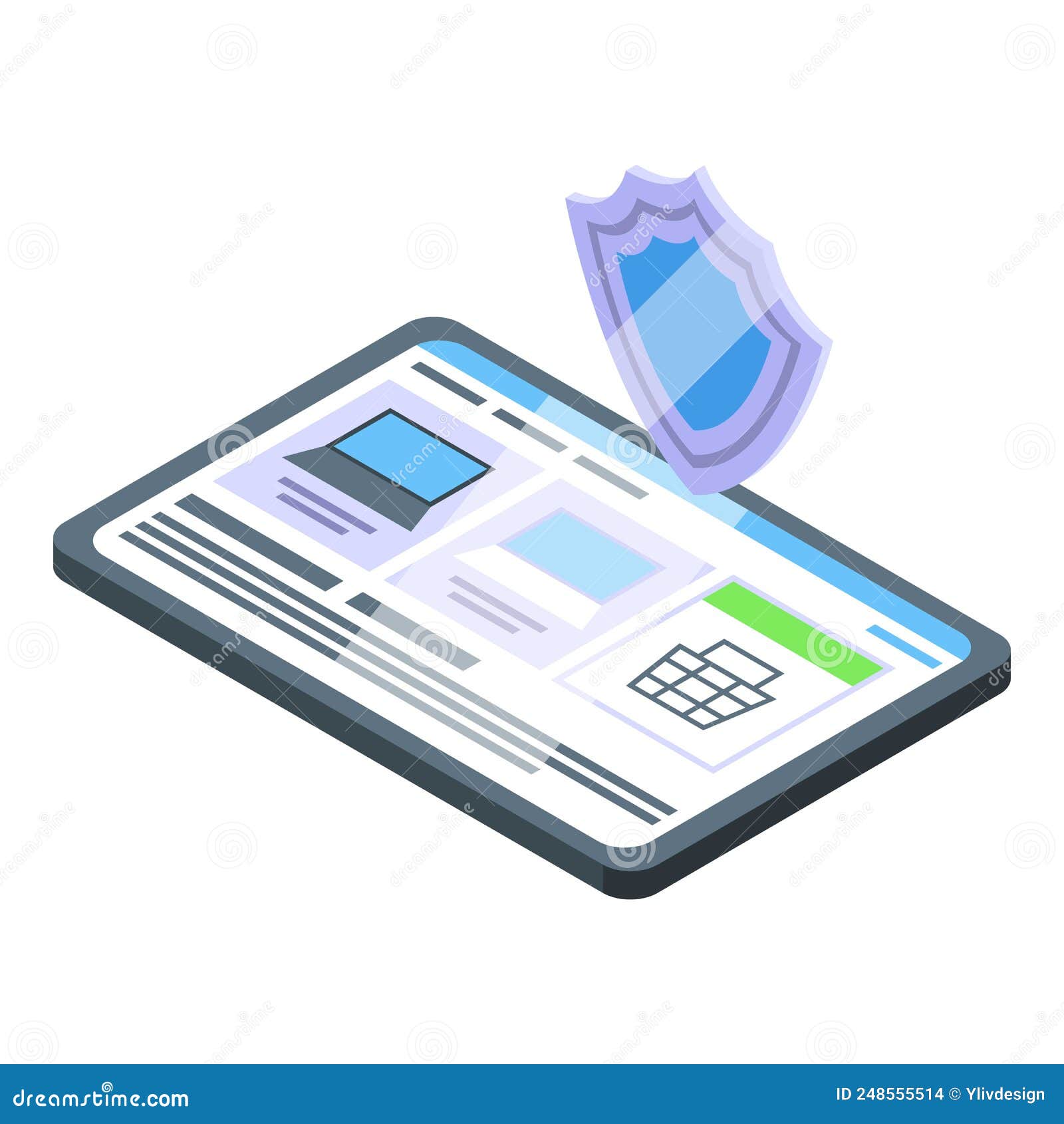 Secured Tablet Icon Isometric Vector. Laptop Code Stock Illustration ...