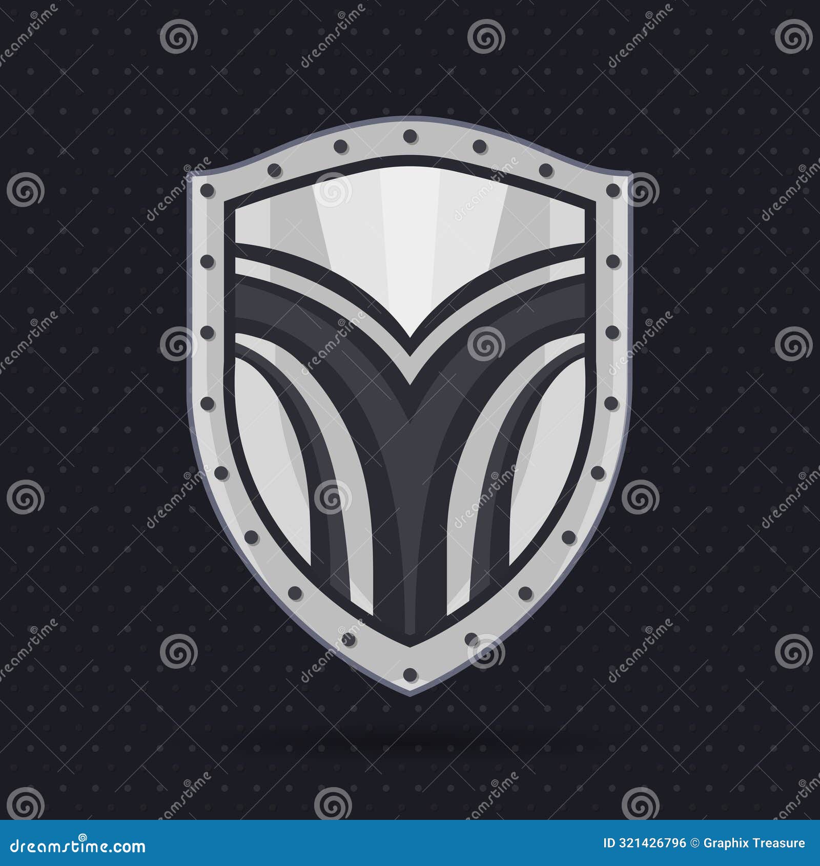 Secured Technology. Metallic Shield in Dark Background Stock ...
