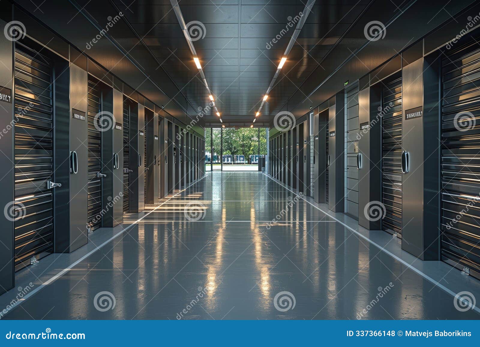 Secured Warehouse Rooms with Locks, Closed Roller Shutters, and Storage ...