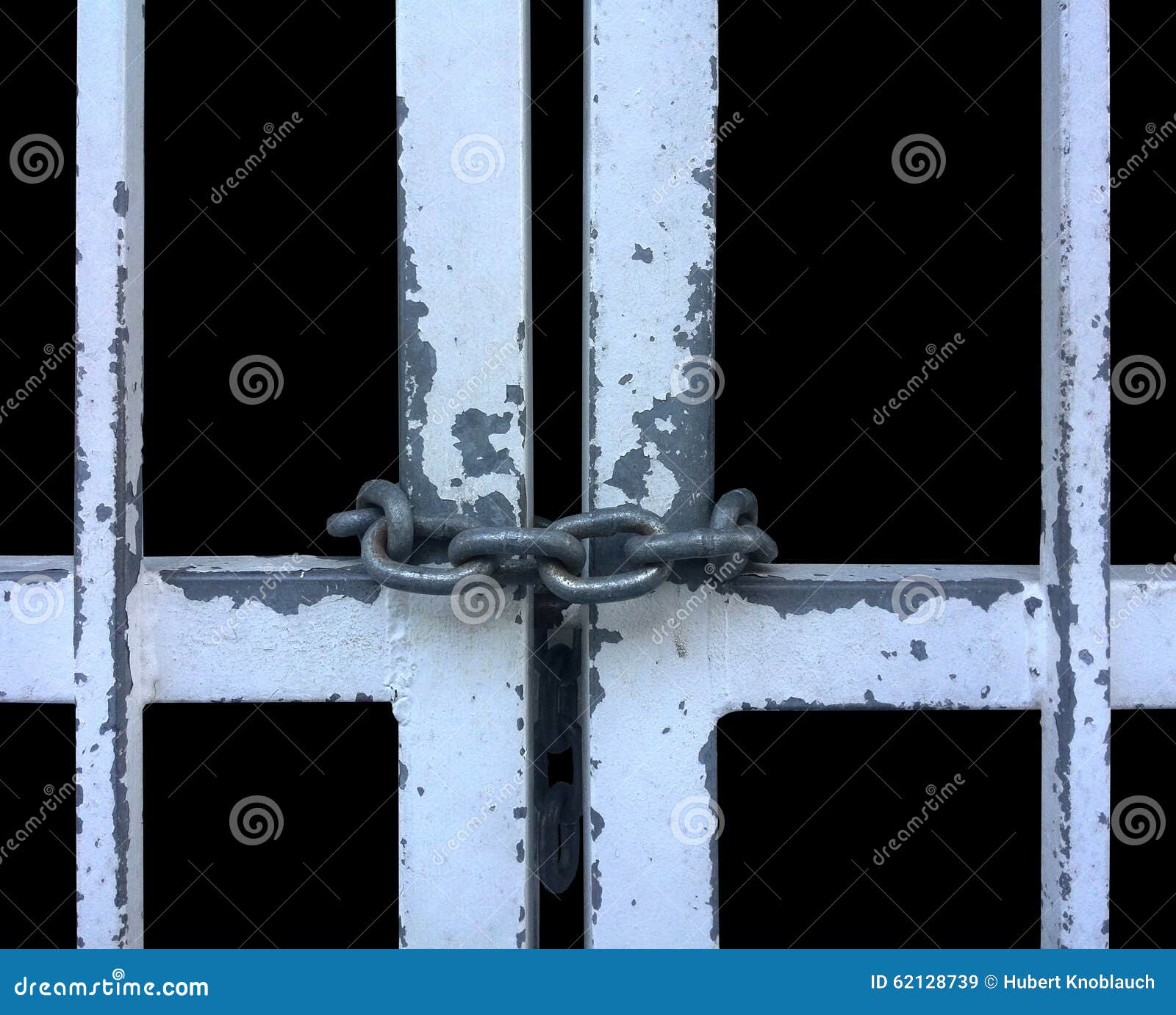 Securely locked steel gate stock image. Image of prison - 62128739